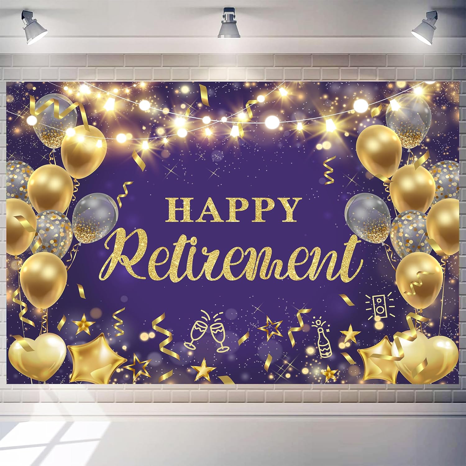 Amazon.com : Retirement Background 7 x 5 ft Purple Happy Retirement ...