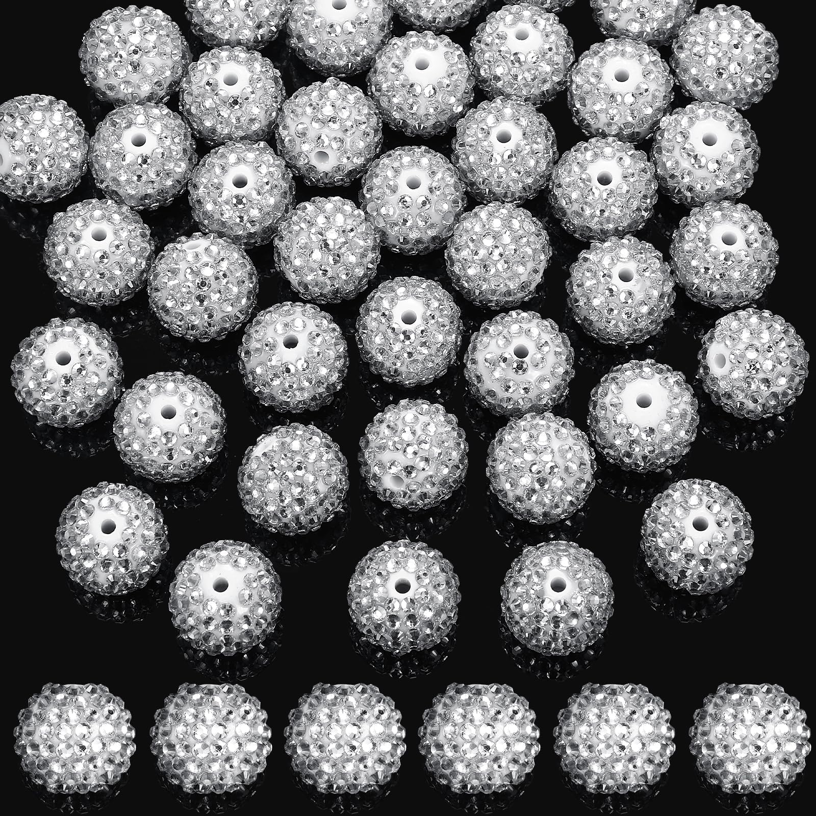 Amazon.com: Loetere 40 Pcs 20mm Rhinestone Beads Crystal Round Disco ...