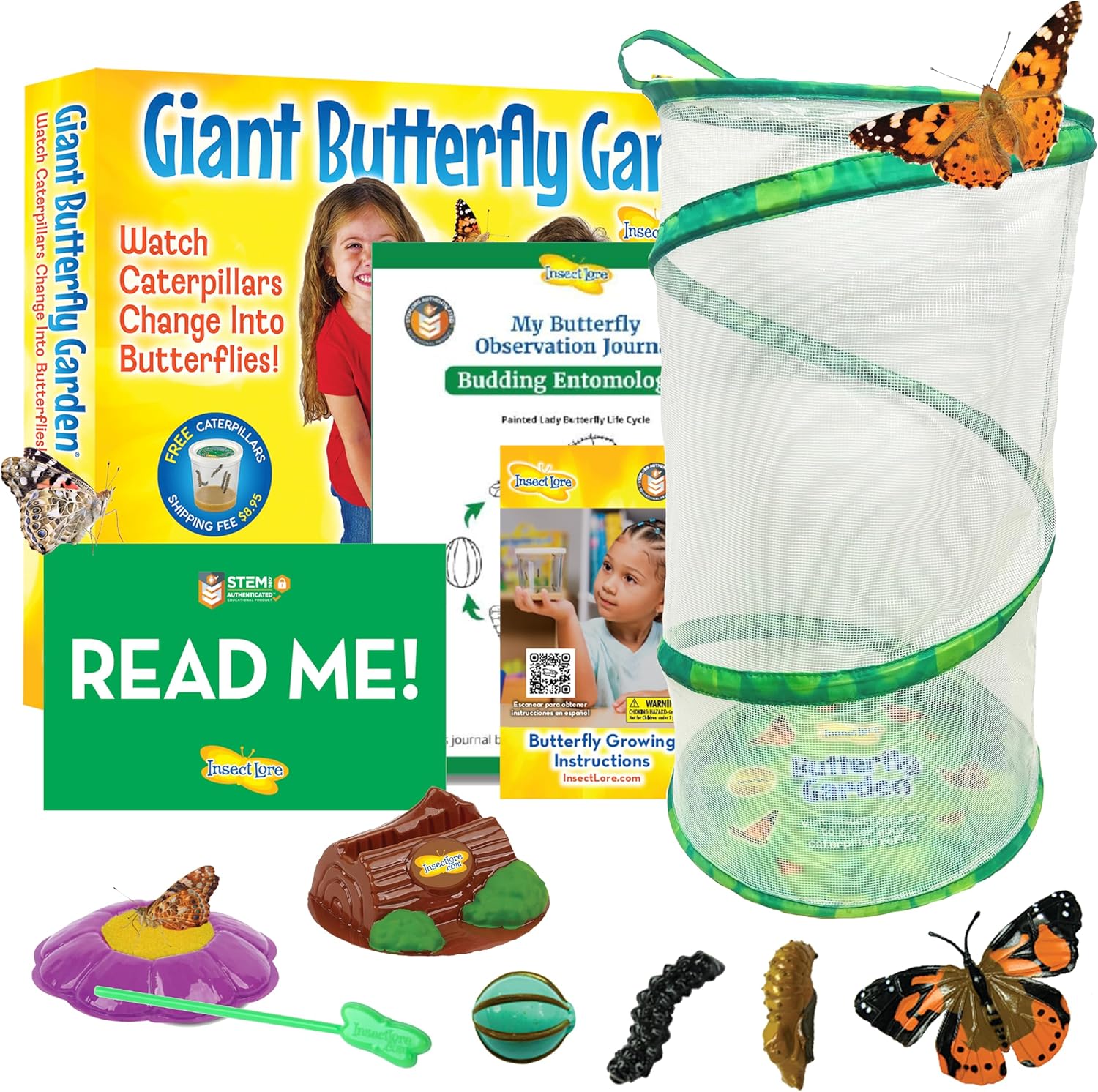 Insect Lore Giant Butterfly Kit: Deluxe 18" Habitat, Voucher for 5 ...