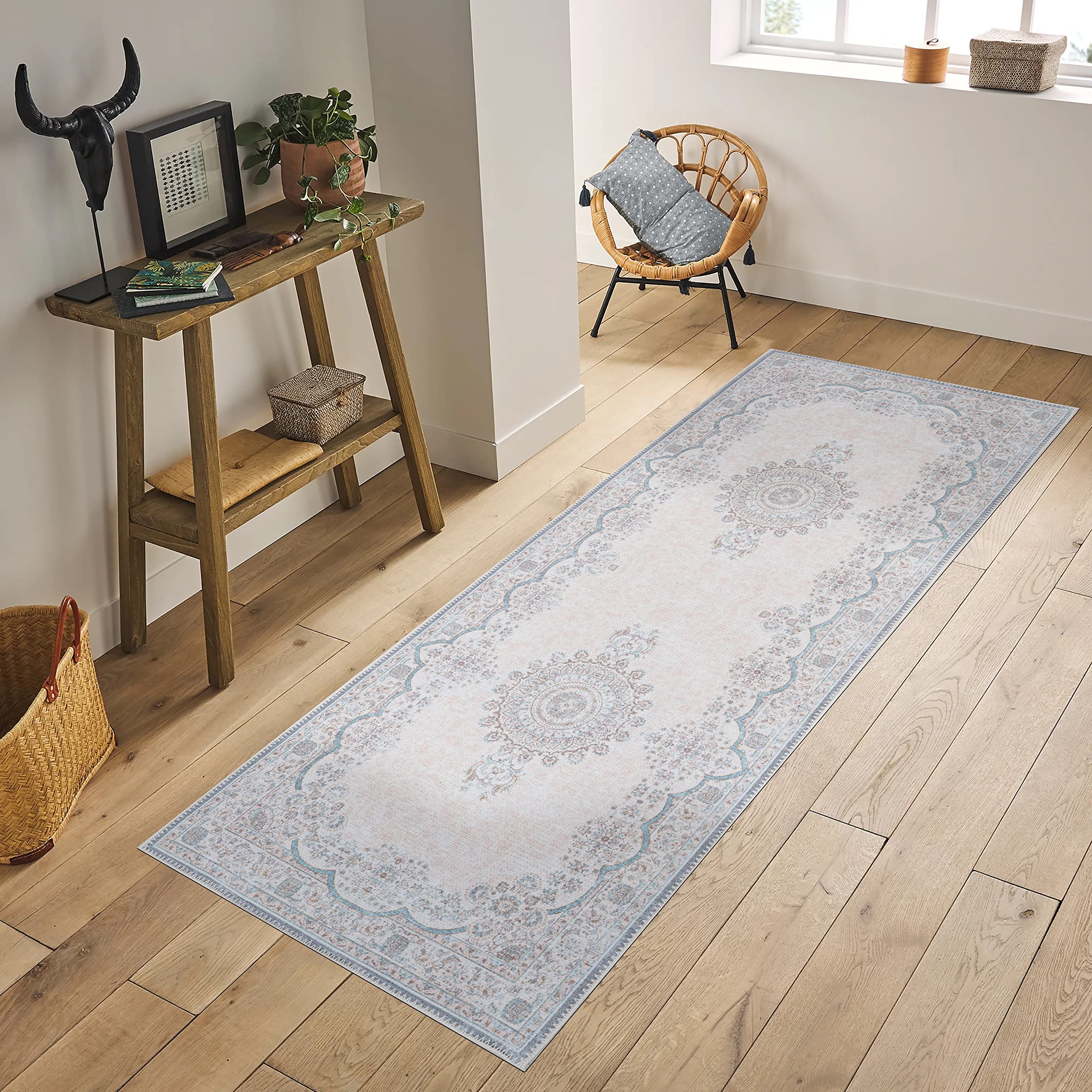 Adiva Rugs Machine Washable Area Rug with Non Slip Backing for Living ...