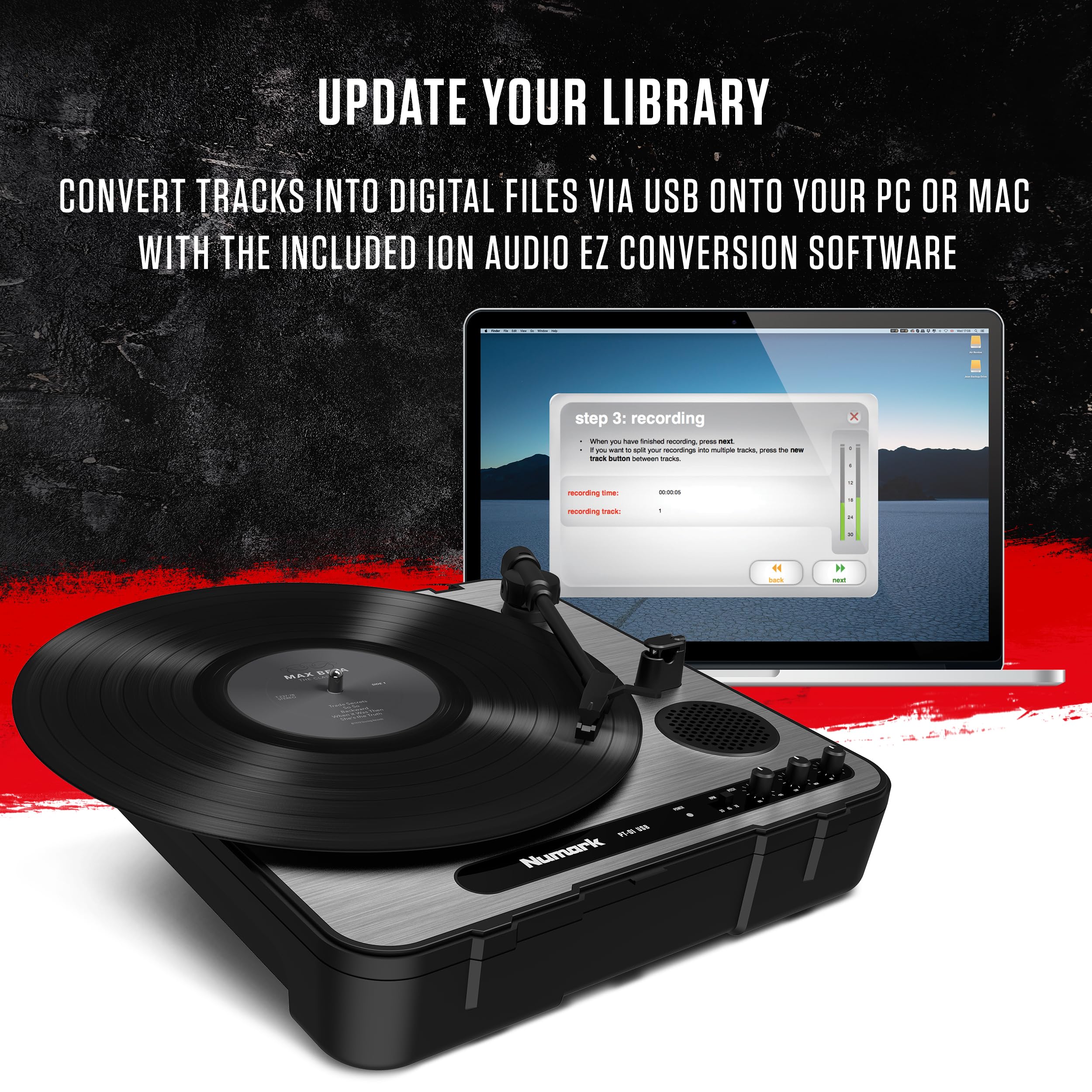 Snapklik.com : Numark PT01USB - Portable Vinyl Record Player, USB Turntable