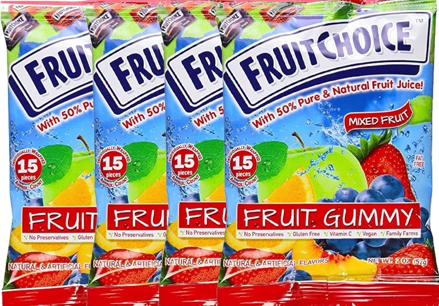 Amazon.com : Fruit Choice Gummy Fruit Mix Fruit Gummy Candy Gluten Free ...