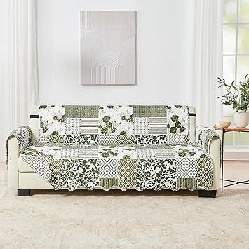 Amazon.com: Great Bay Home Reversible Patchwork Sofa Cover - Washable ...