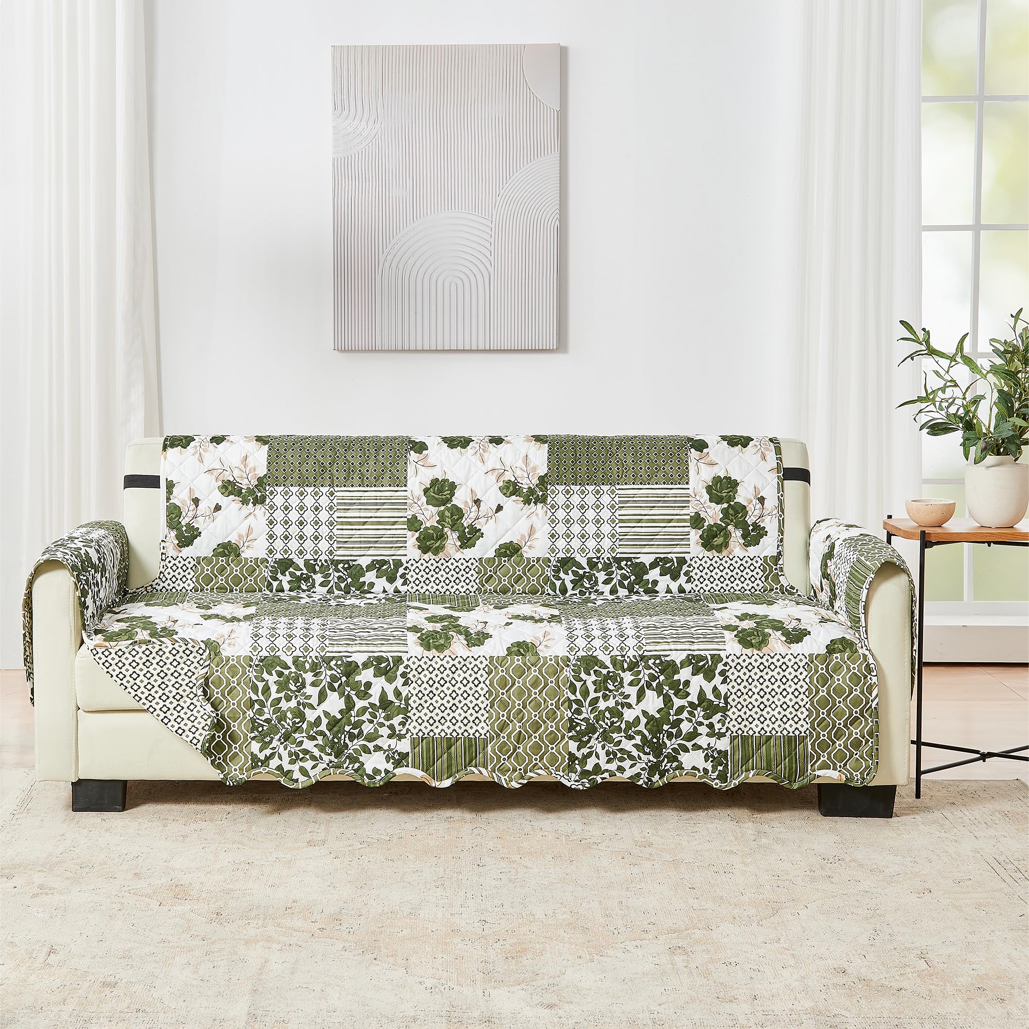 Amazon.com: Great Bay Home Reversible Patchwork Sofa Cover - Washable ...