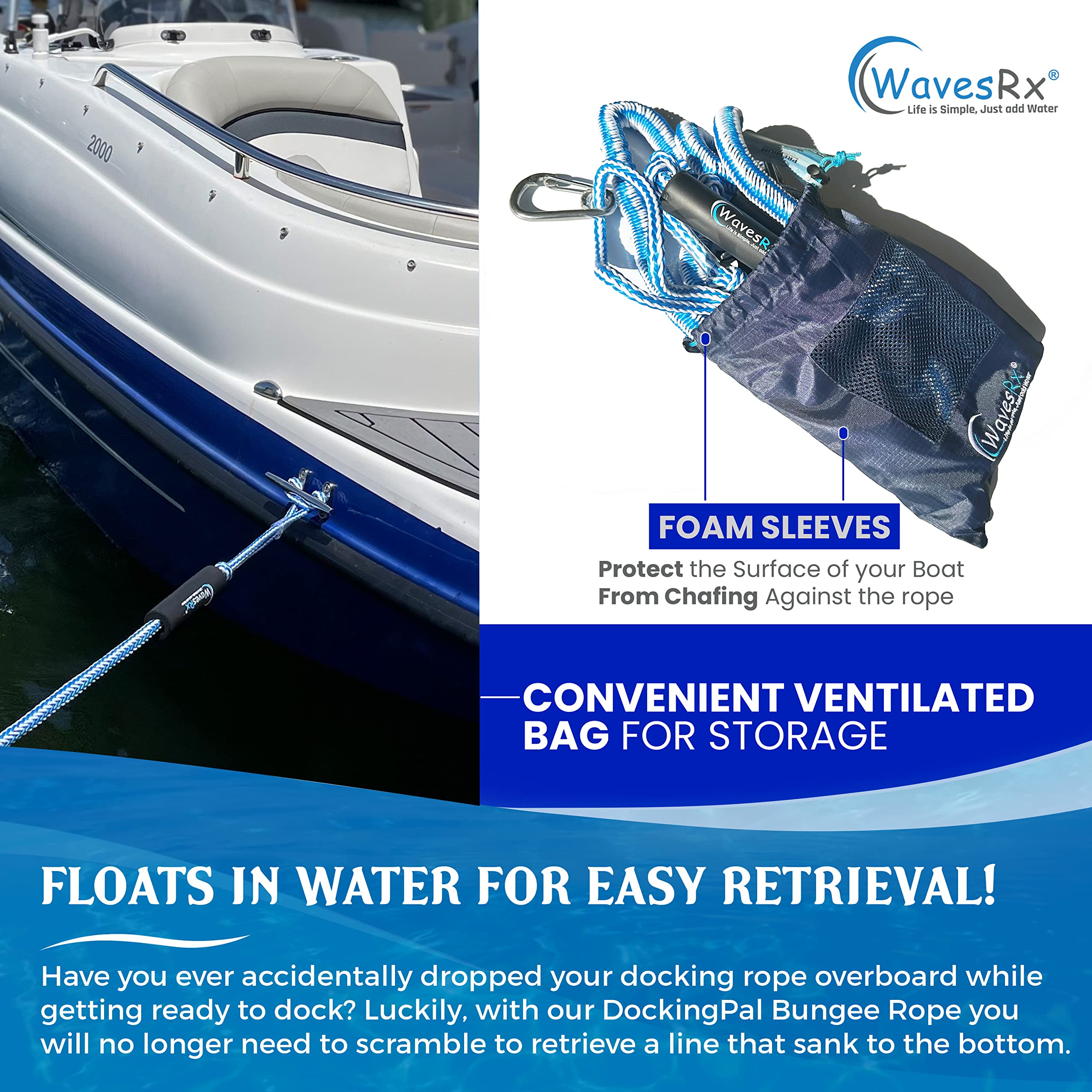 Snapklik.com : WAVESRX DockingPal - Premium Bungee Dock Line For Boats ...