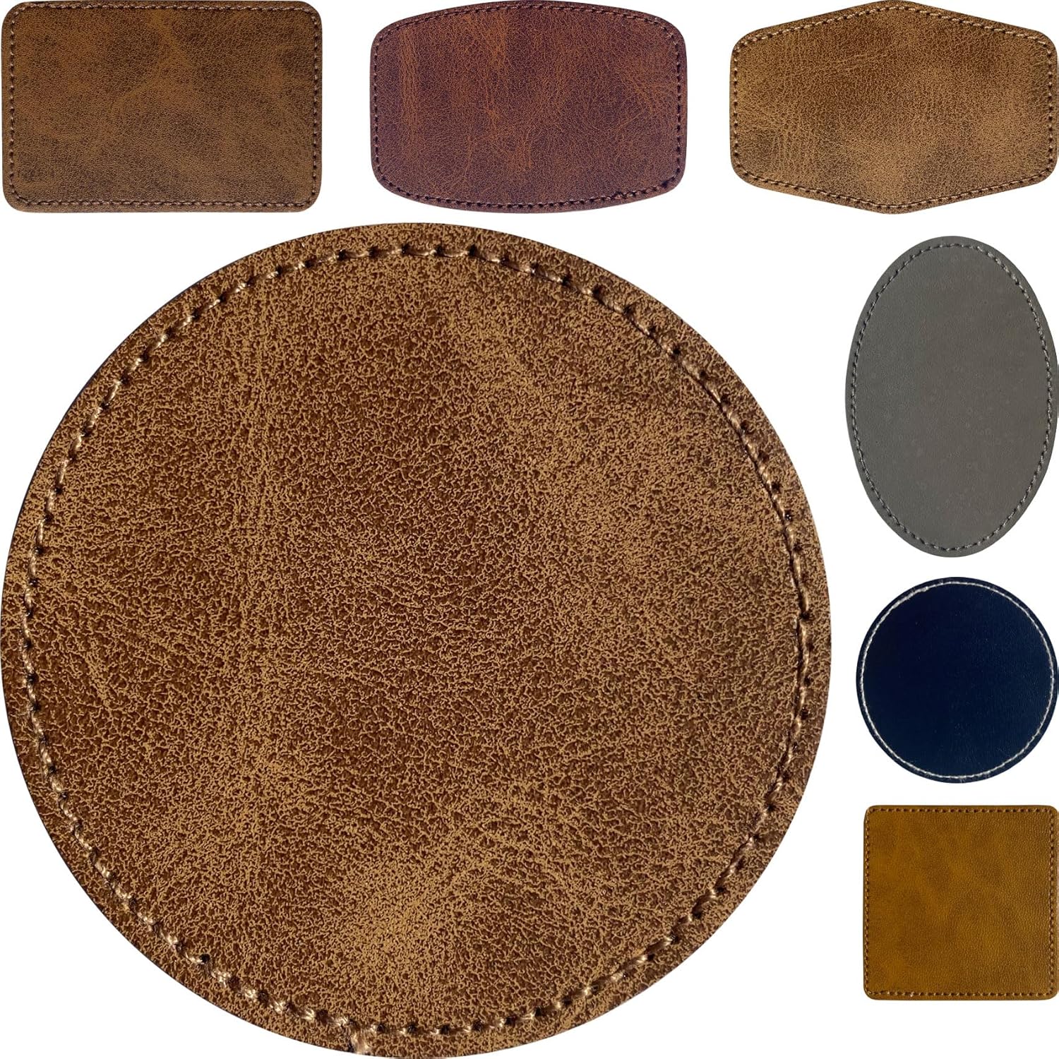 Amazon.com: Round Leather Hat Patches Laserable Iron-on,Heat Press Cap ...