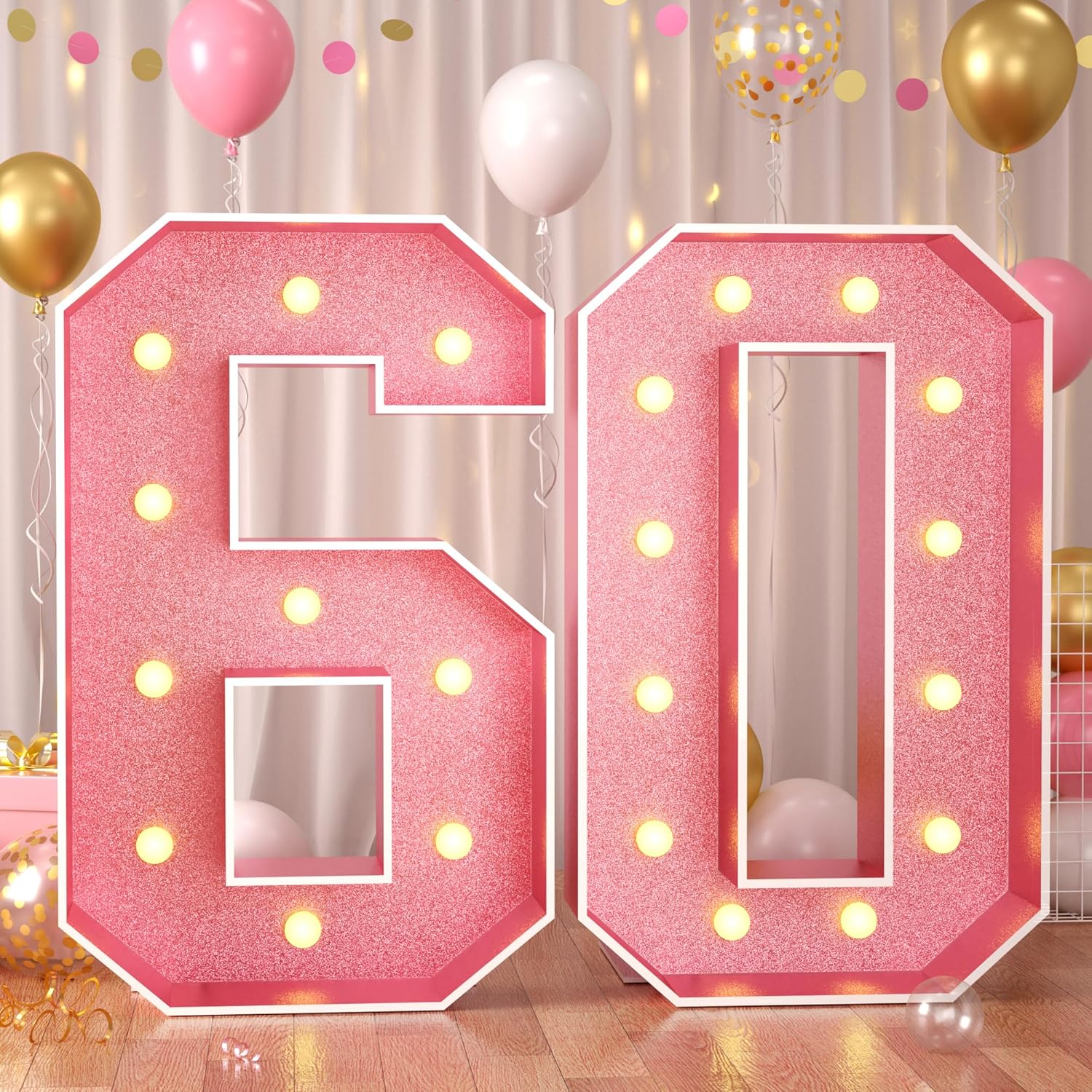 Amazon.com: Paready 4FT Marquee 60 Numbers Rose Gold, Light Up Numbers ...