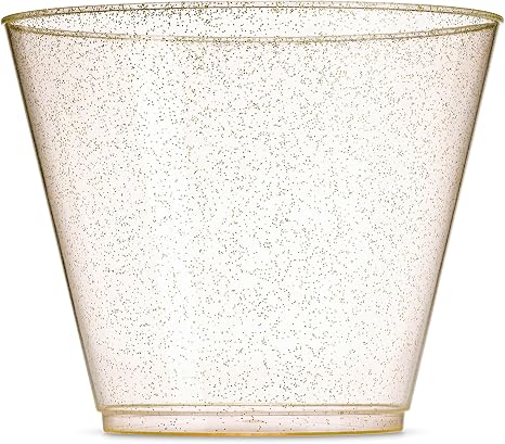 Amazon.com: 100 Glitter Plastic Cups - 9 Oz Clear Plastic Cups Old ...