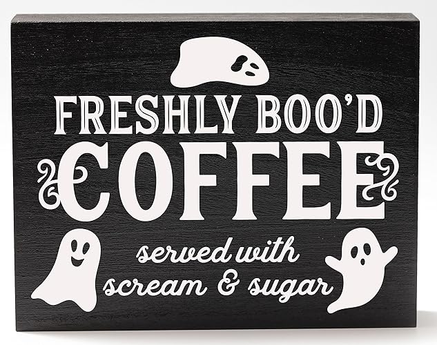 Amazon.com: Freshly Booed Coffee Sign Halloween Coffee Bar Decor for ...