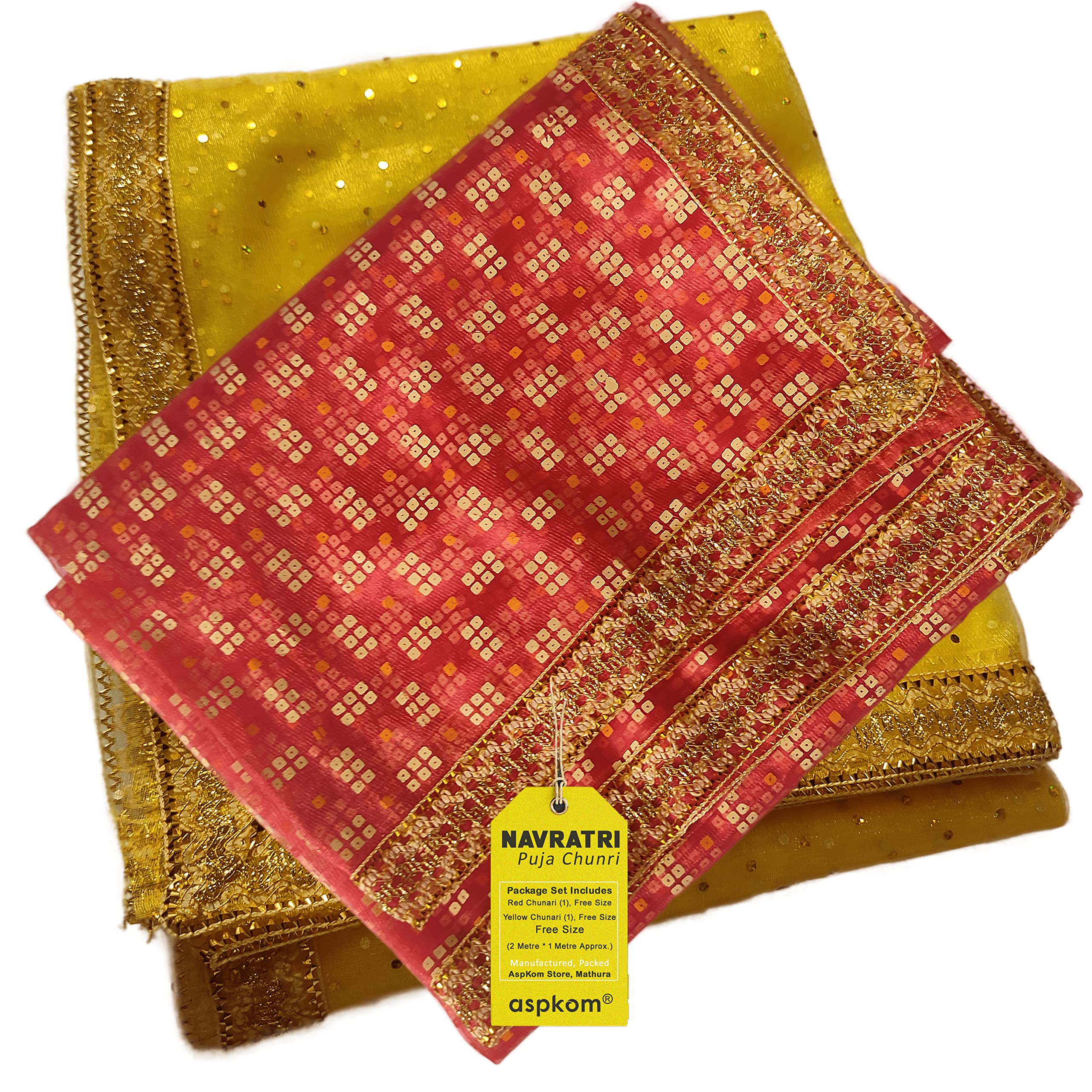 Handmade Mata Ki Chunri 2 Metre Red Yellow Puja Chunari | Desertcart KSA