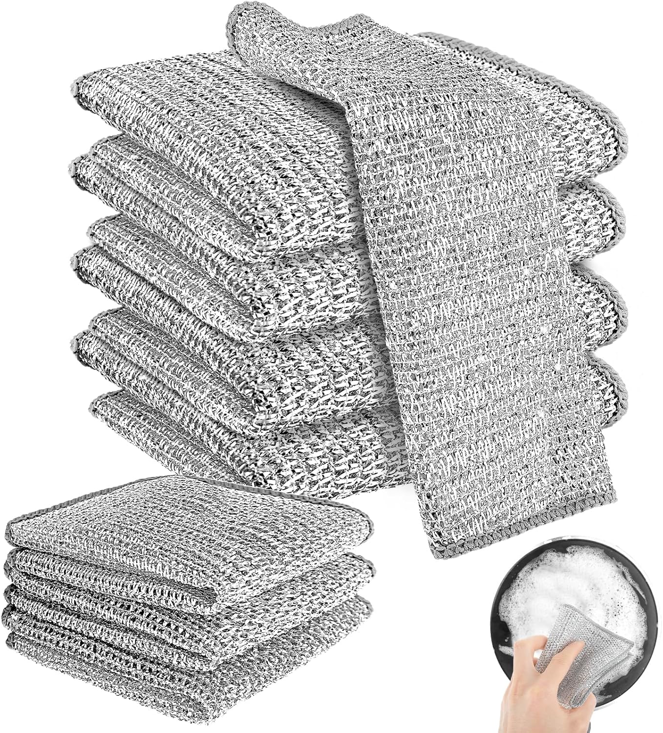 Amazon.com: Lusofie 5PCS Stainless Steel Wire Scrubbing Cloths ...