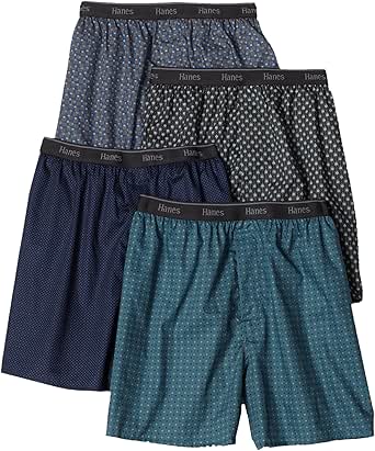 Hanes Ultimate Men's 4-Pack Classics Woven Printed Boxers, Assorted, X ...