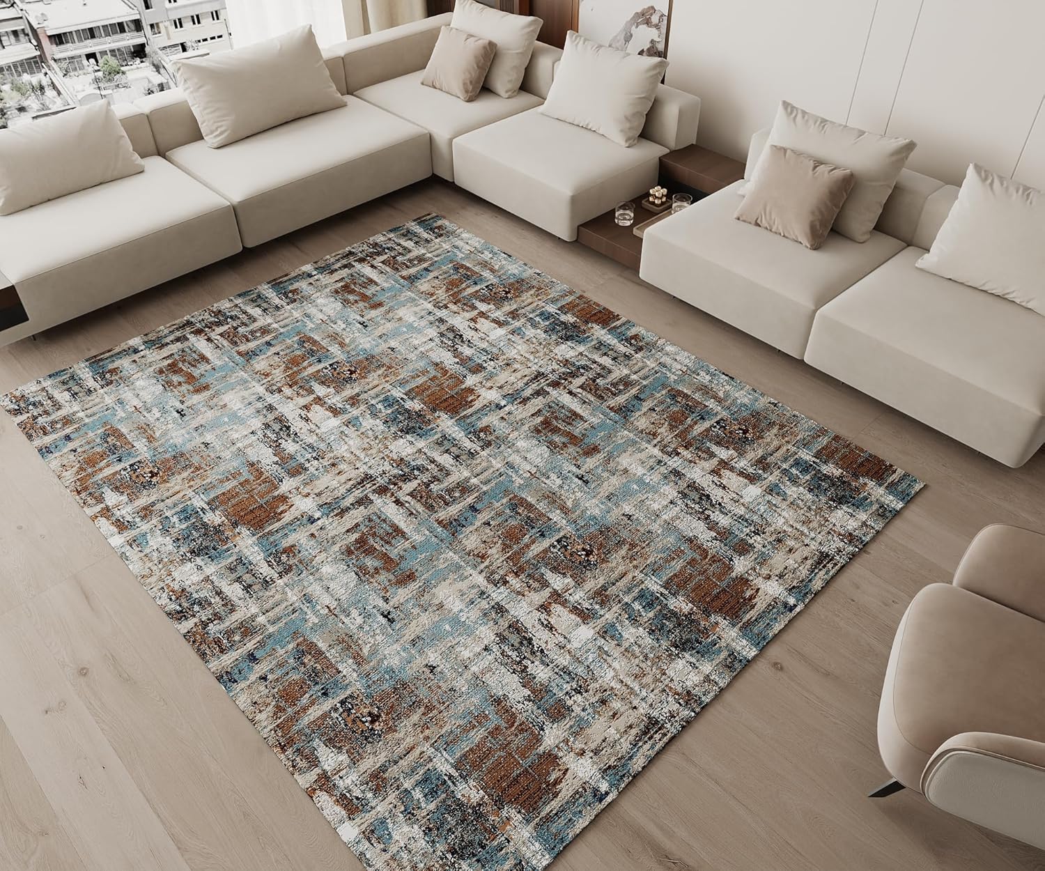 Amazon.com: COTTY HOME Ultra Thin Non-Slip Washable Rug, Abstract 8x10 ...
