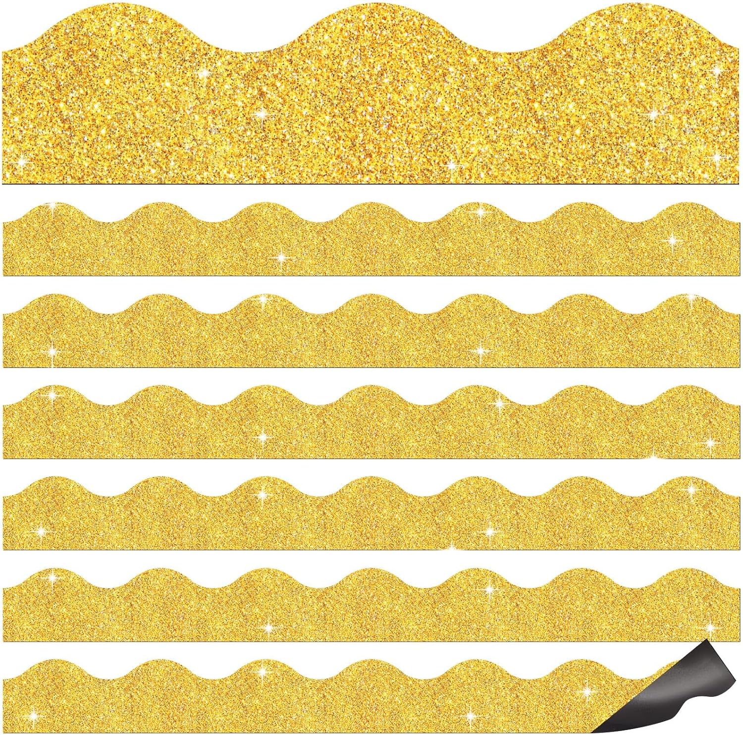 Amazon.com : 40 Pcs Magnetic Borders Glitter Gold Bulletin Board ...