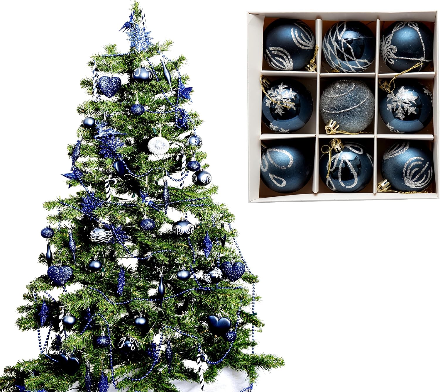 9pc Luxury Premium Baubles, Christmas Tree Bauble Decorations Matte ...