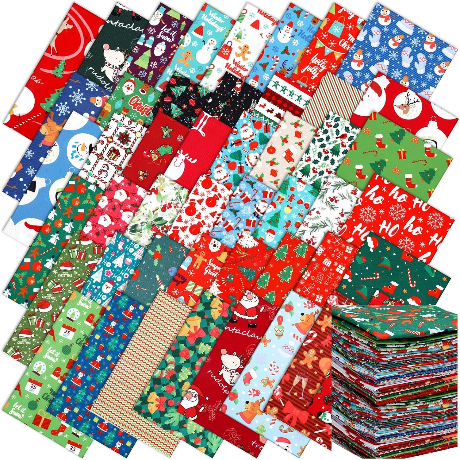 Amazon.com: Tudomro 100 Pcs 10 x 10 Inch Christmas Fabric Squares ...