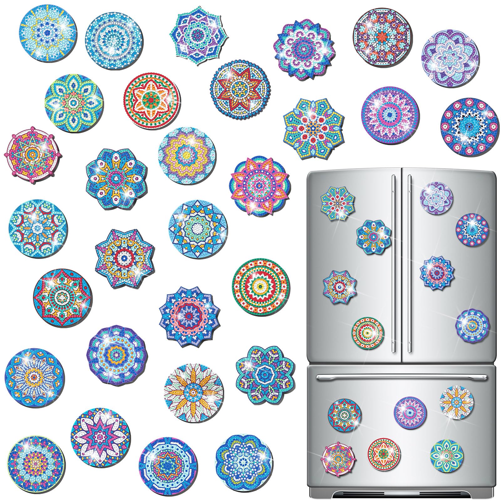Amazon.com: Frienda 30 Pcs Diamond Magnets Fridge Magnet Diamond Art ...