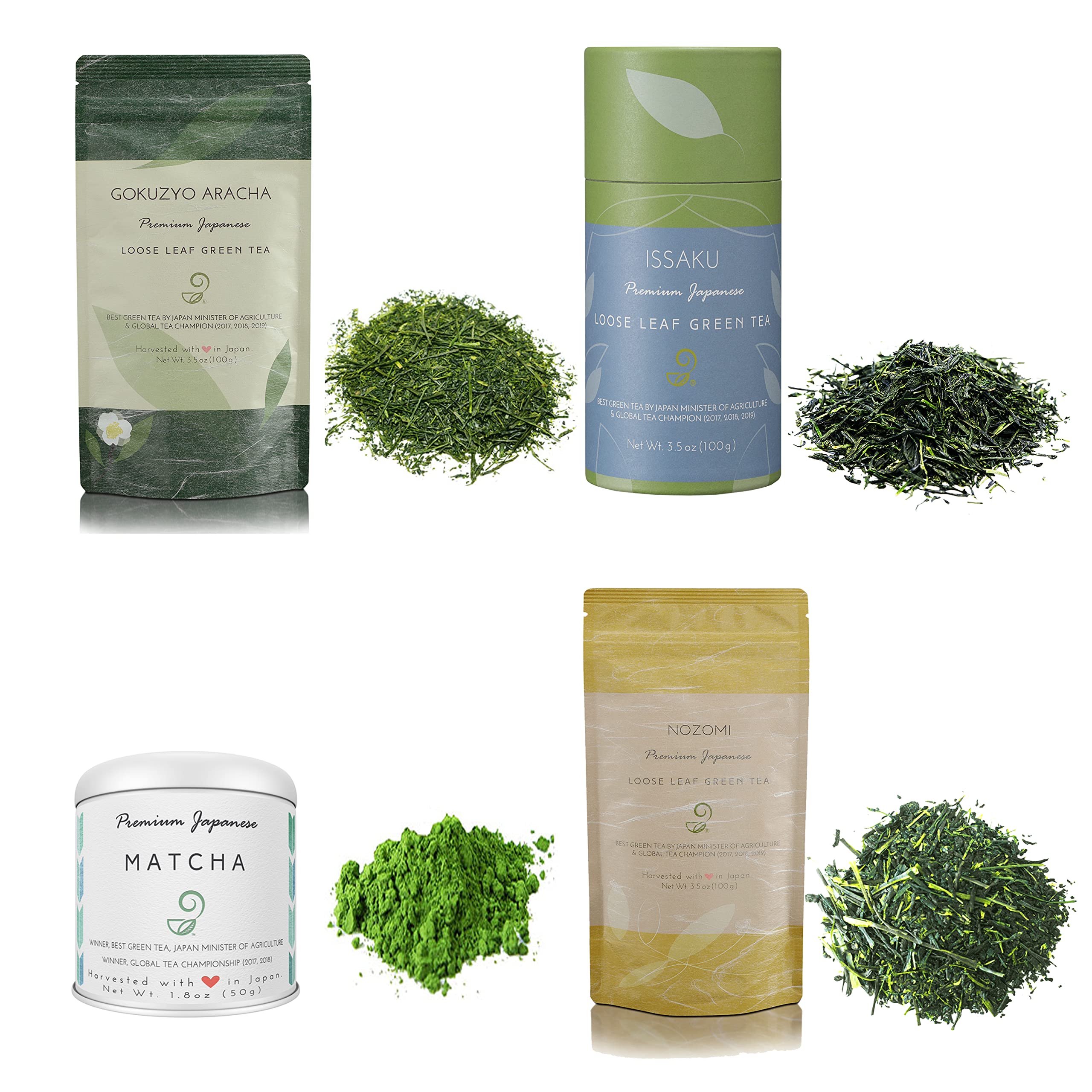 Matcha Nozomi Issaku And Gokuzyo Aracha Tea Assortment From Japanese ...