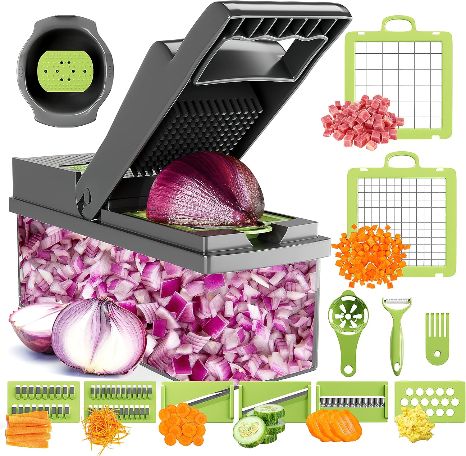 Amazon.com: Vegetable Chopper Heavy Duty Veggie Cutter Slicer, All in ...