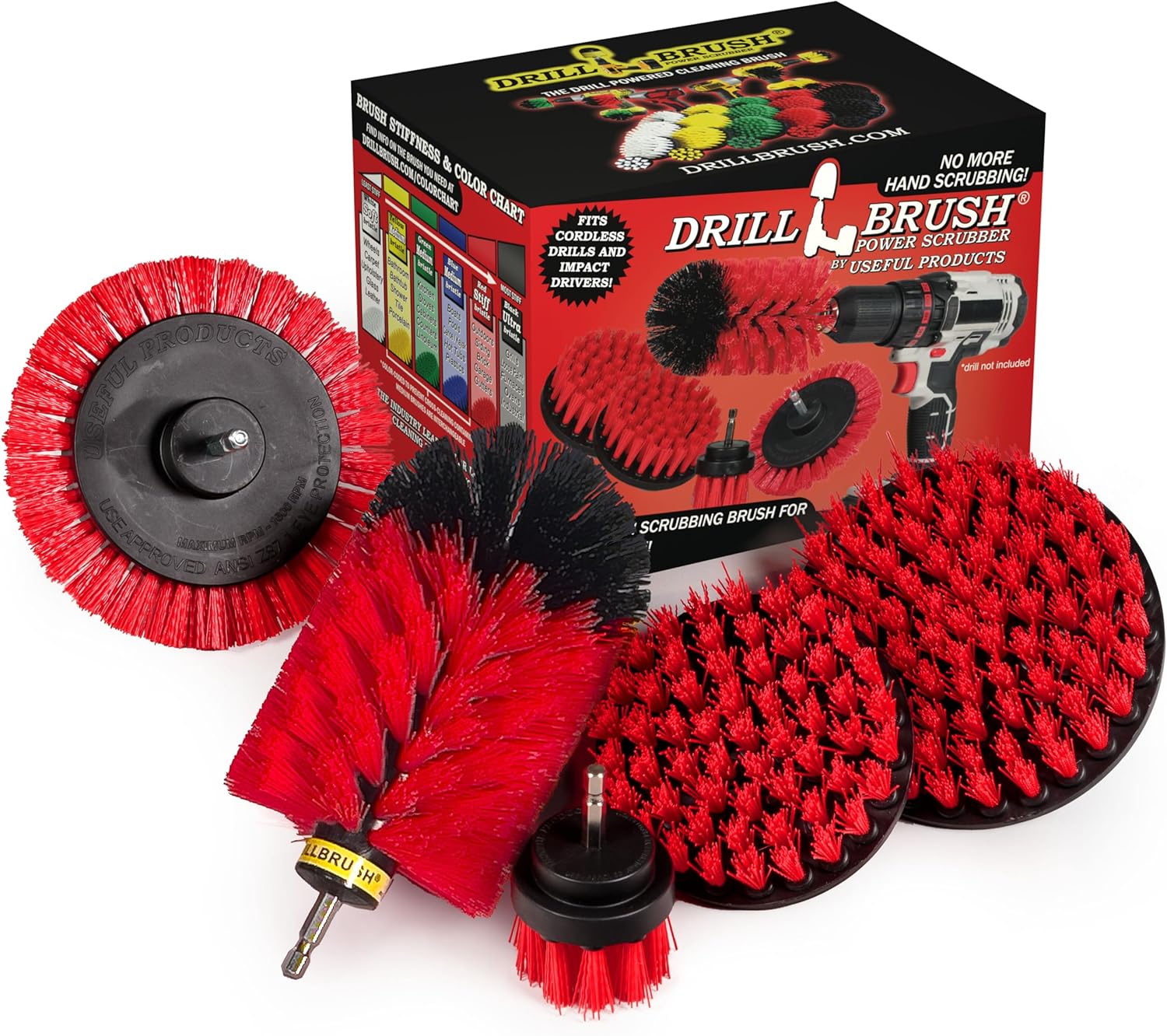 Amazon.com: Drillbrush 5 Piece Red Stiff Nylon Cleaning Brush Set ...
