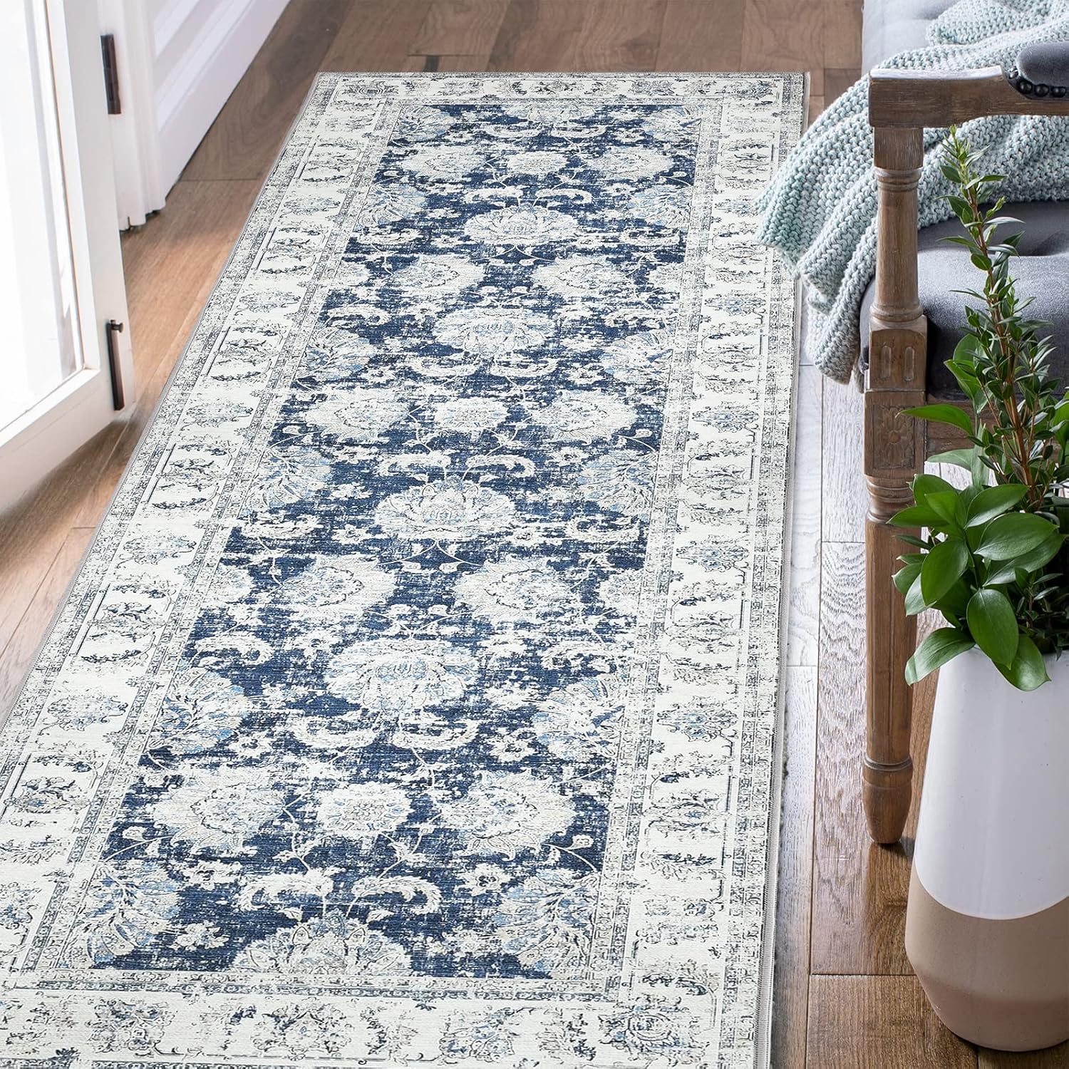 Amazon.com: jinchan Runner Rug 3x7 Area Rug Dark Blue Persian Rug ...