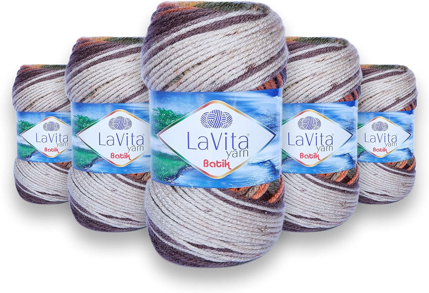 LaVita Yarn Batik Hand Knitting Yarn, 5-Pieces Pack, 100% Acrylic Yarn ...