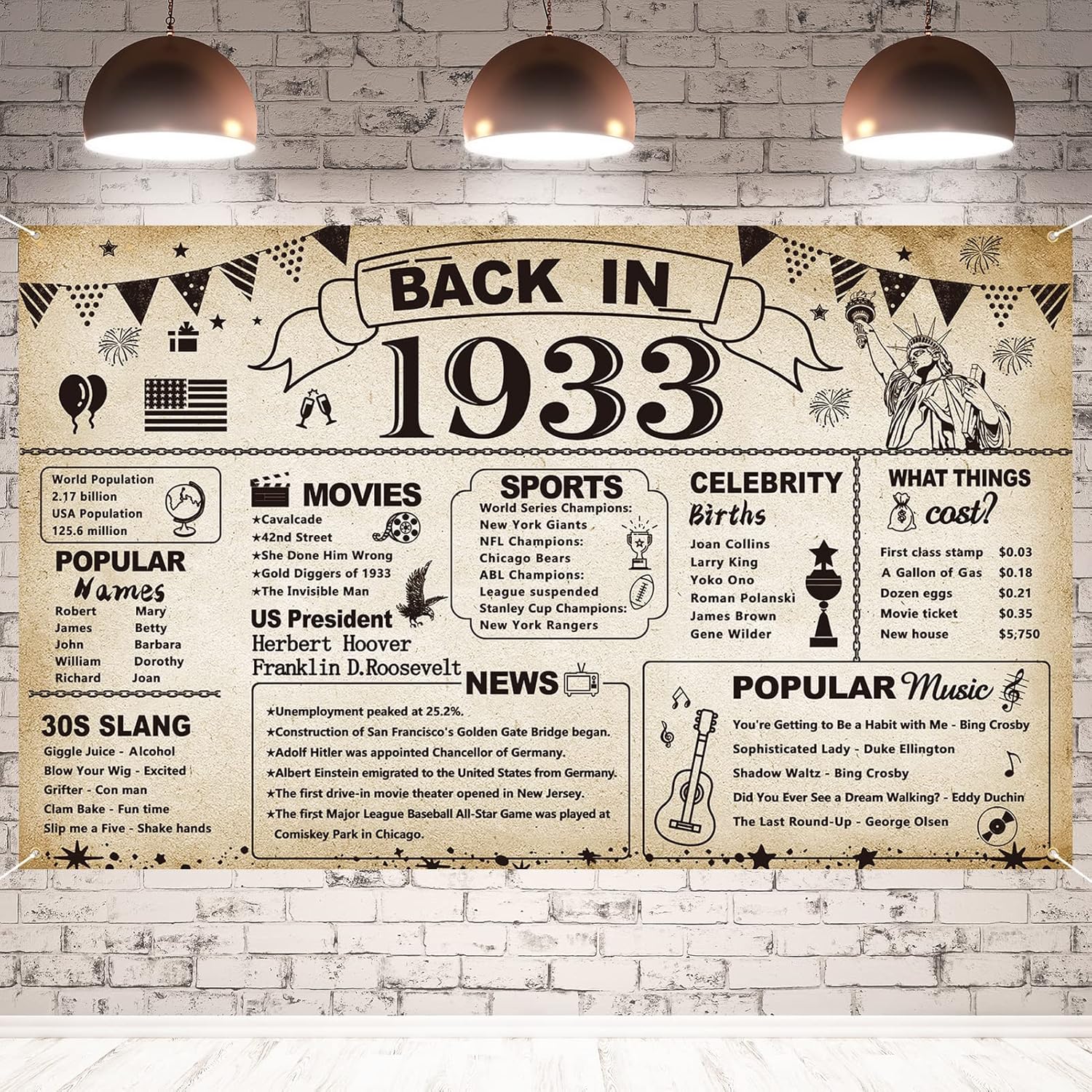 Amazon.com: DARUNAXY 91st Birthday Party Decorations, Vintage Back in ...