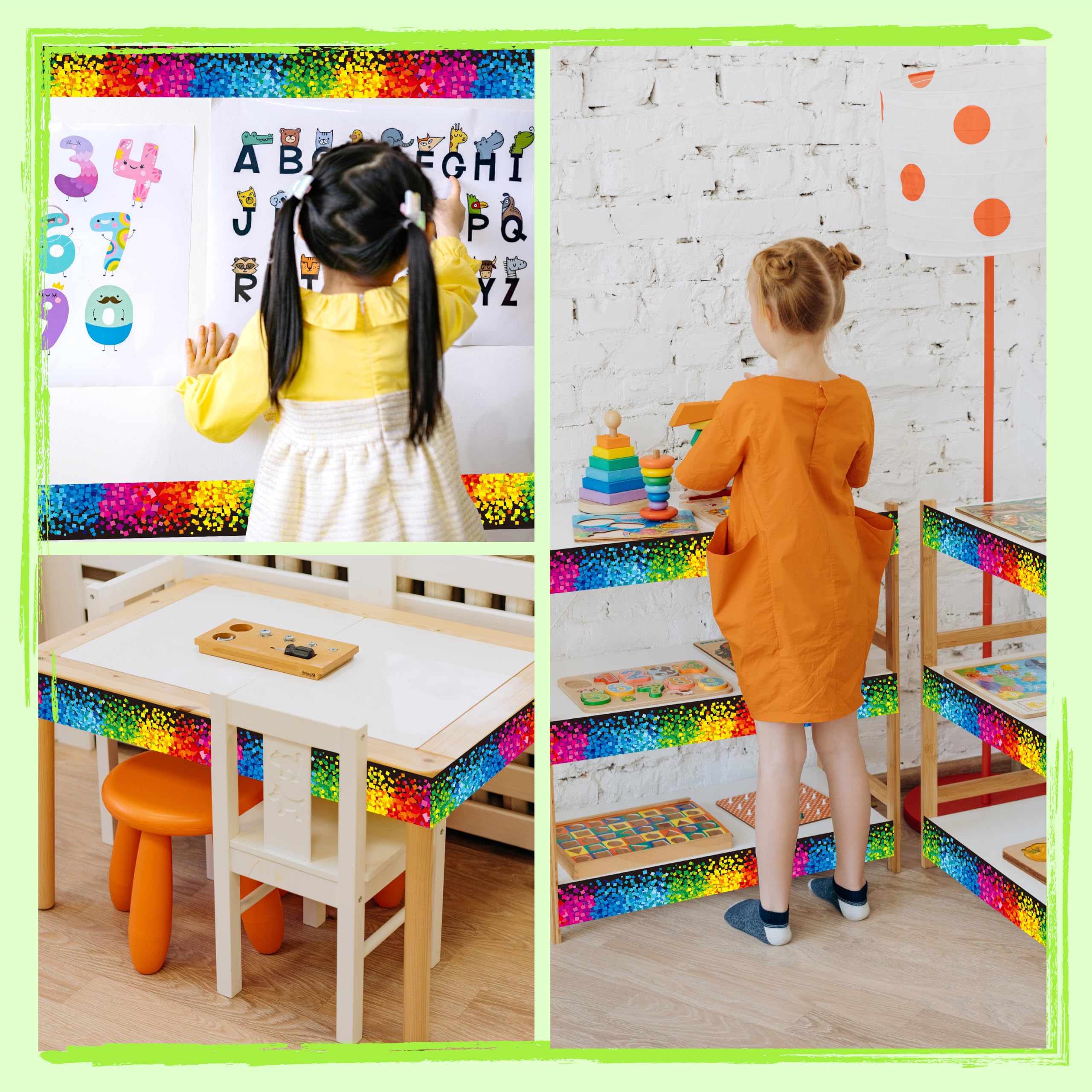 Snapklik.com : 60 Feet Bulletin Board Borders, Confetti Straight Rolled ...