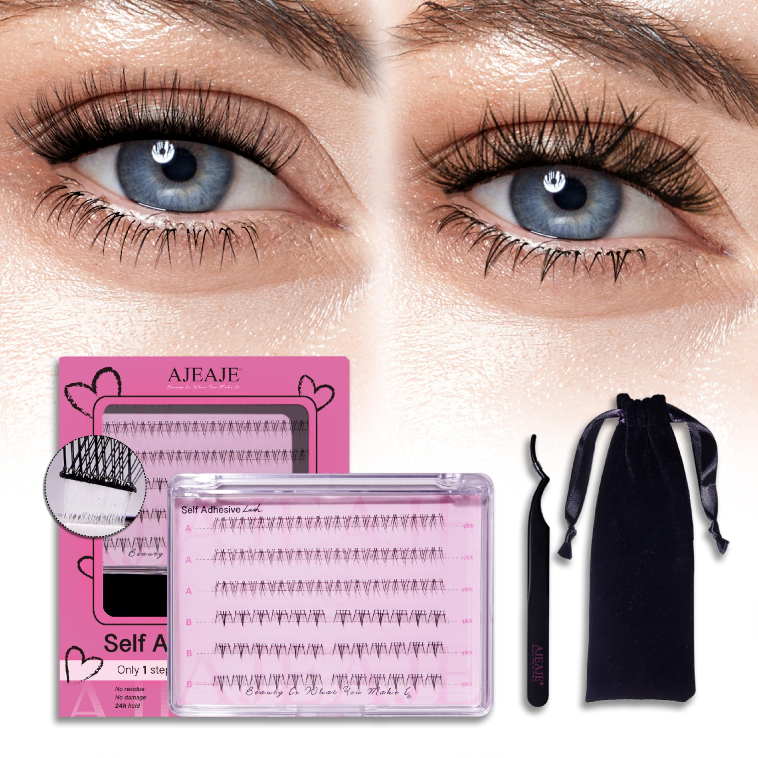 Amazon.com: AJEAJE 72Pcs No Glue Needed Self Adhesive Lower Lash ...