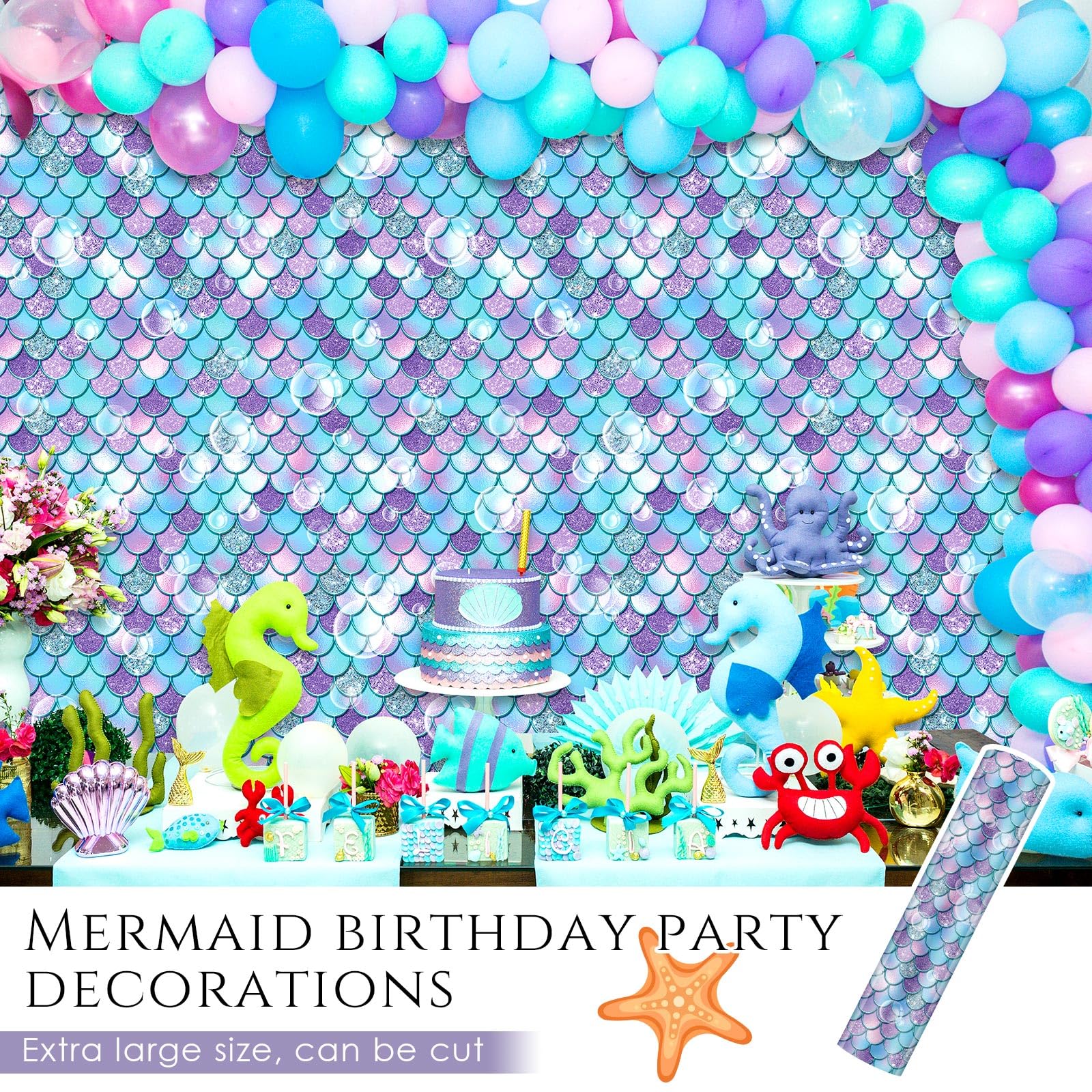 1 Roll 1200 Inch x 54 Inch Under The Ocean Tablecloth Ocean Themed ...