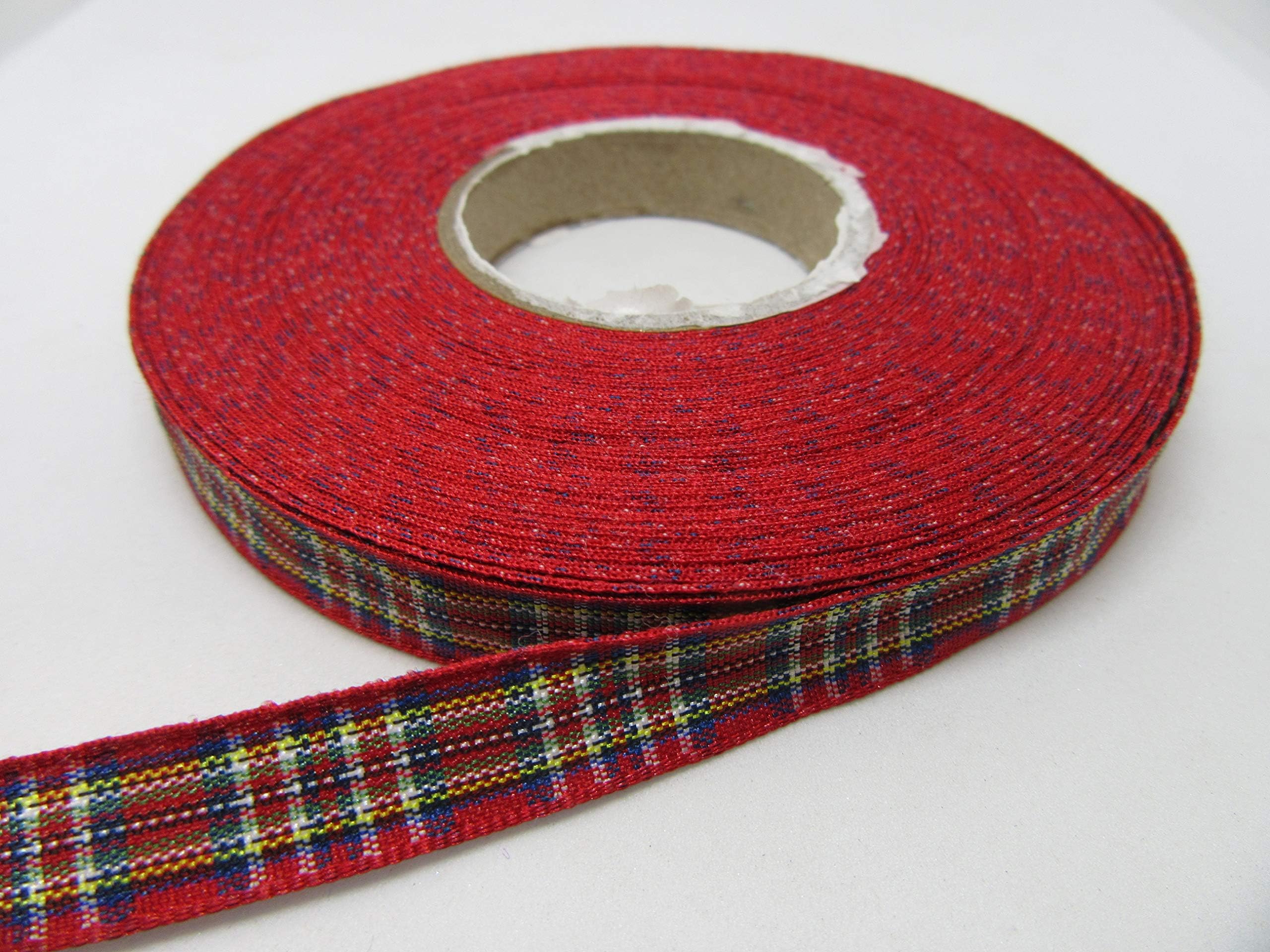 XNHIU 20 Yards x 15mm Tartan Ribbon Red Classic Royal Stewart Ribbon ...