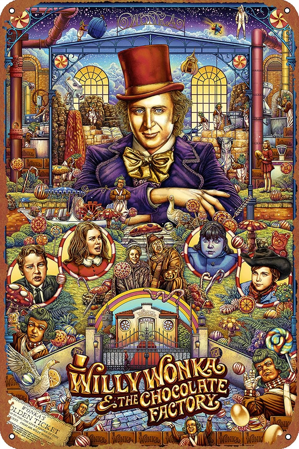 Amazon.com: IEITB Willy Wonka & the Chocolate Factory Poster Metal Tin ...
