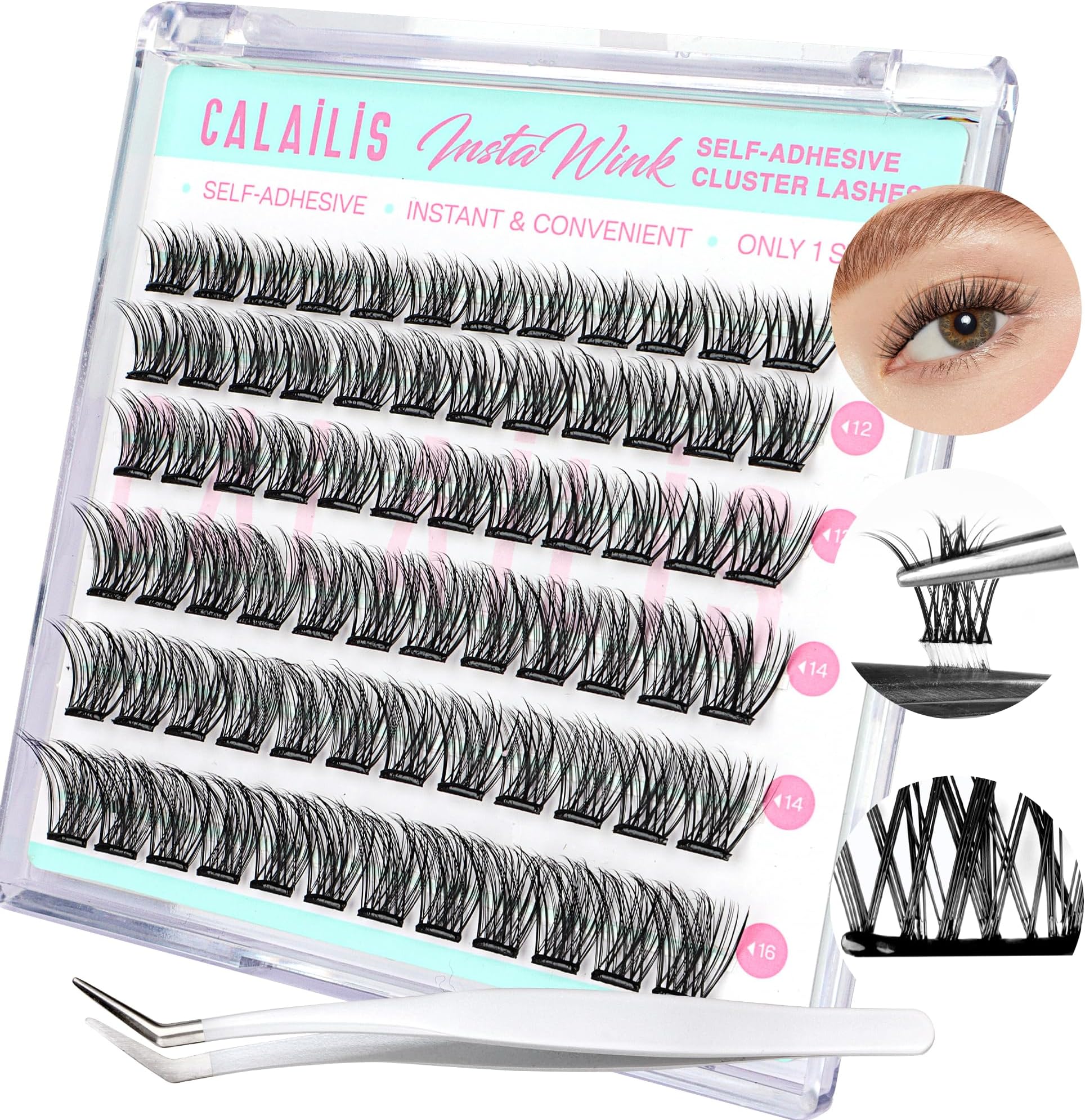 Amazon.com: CALAILIS Self Adhesive Eyelashes 72Pcs D Curl Press on DIY ...