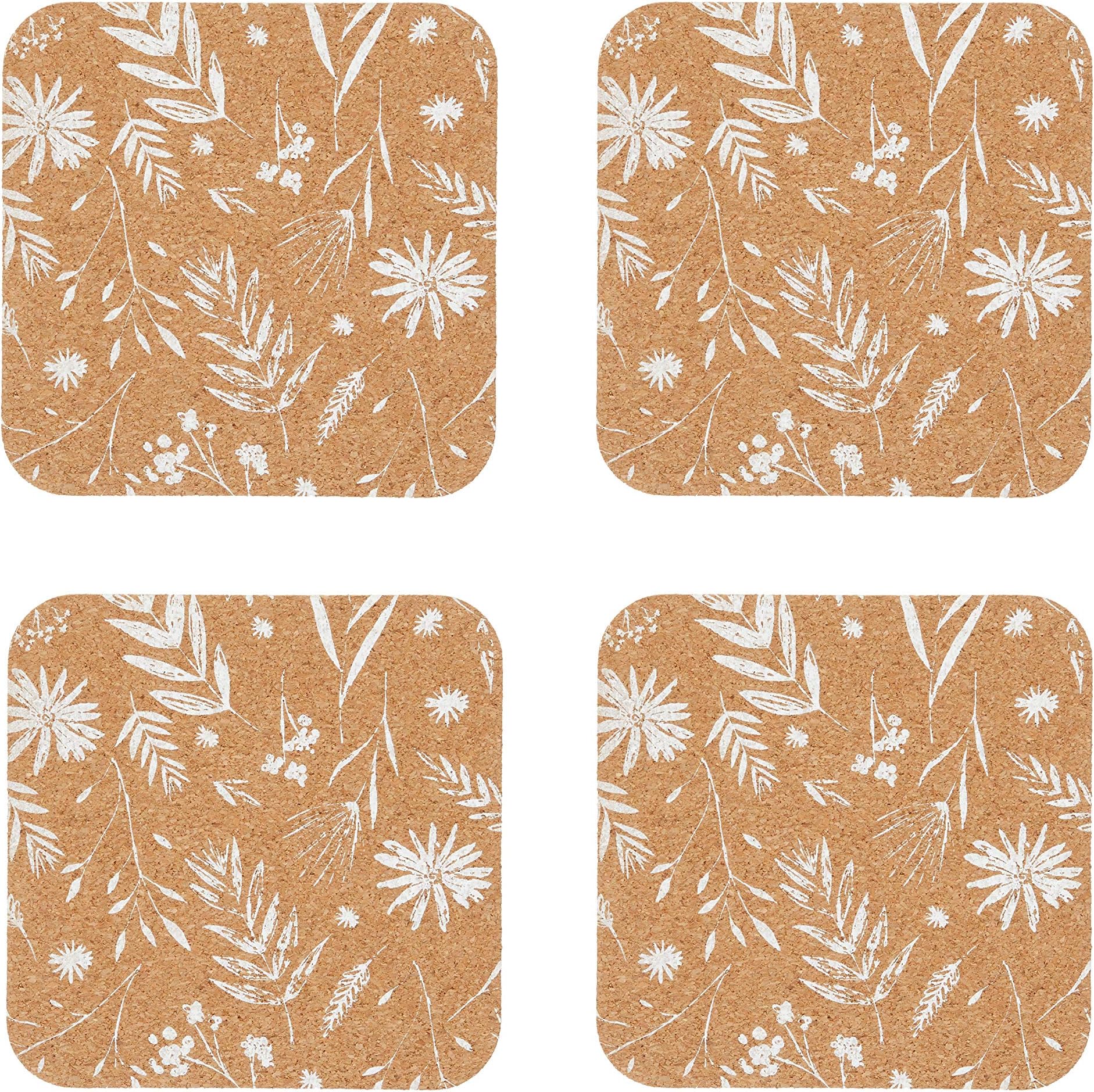 Cooksmart Pack of 4 Drink Coasters | British Designed Eco Cork Drinks ...