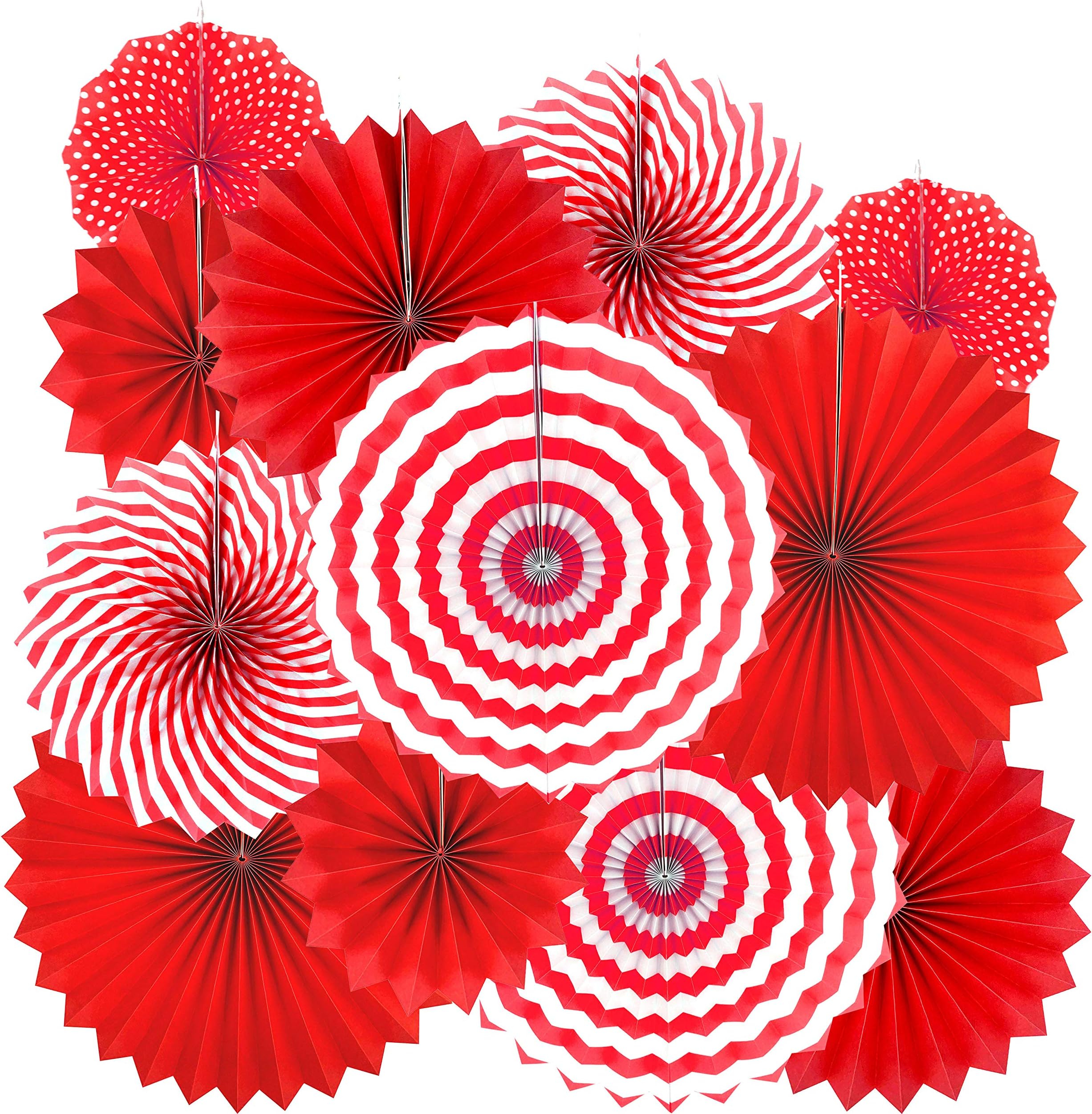 Amazon.com: Red Party Hanging Paper Fans Decorations - Wedding ...