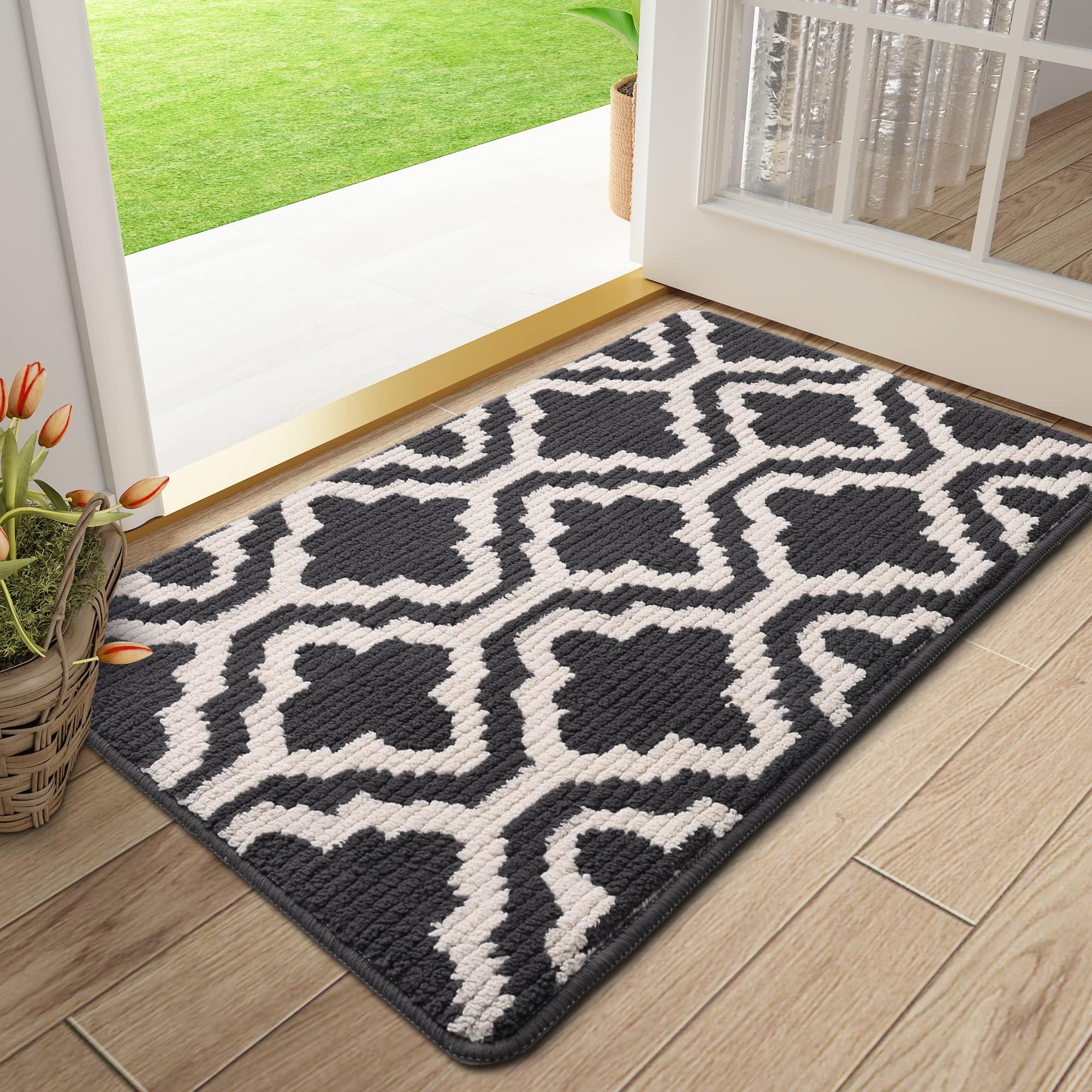 Homaxy Door Mats Indoor, 50 X 80 cm, Non Slip Dirt Trapper Door Mat ...