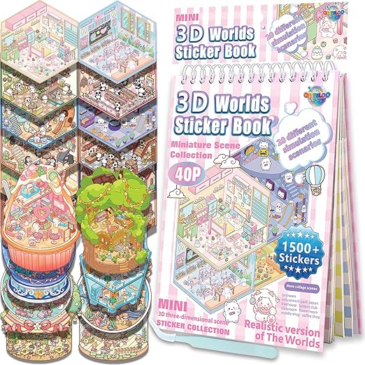 Amazon.com: QIYEELOO Sticker Book Activity, 20 Sets (1500+) DIY 3D ...