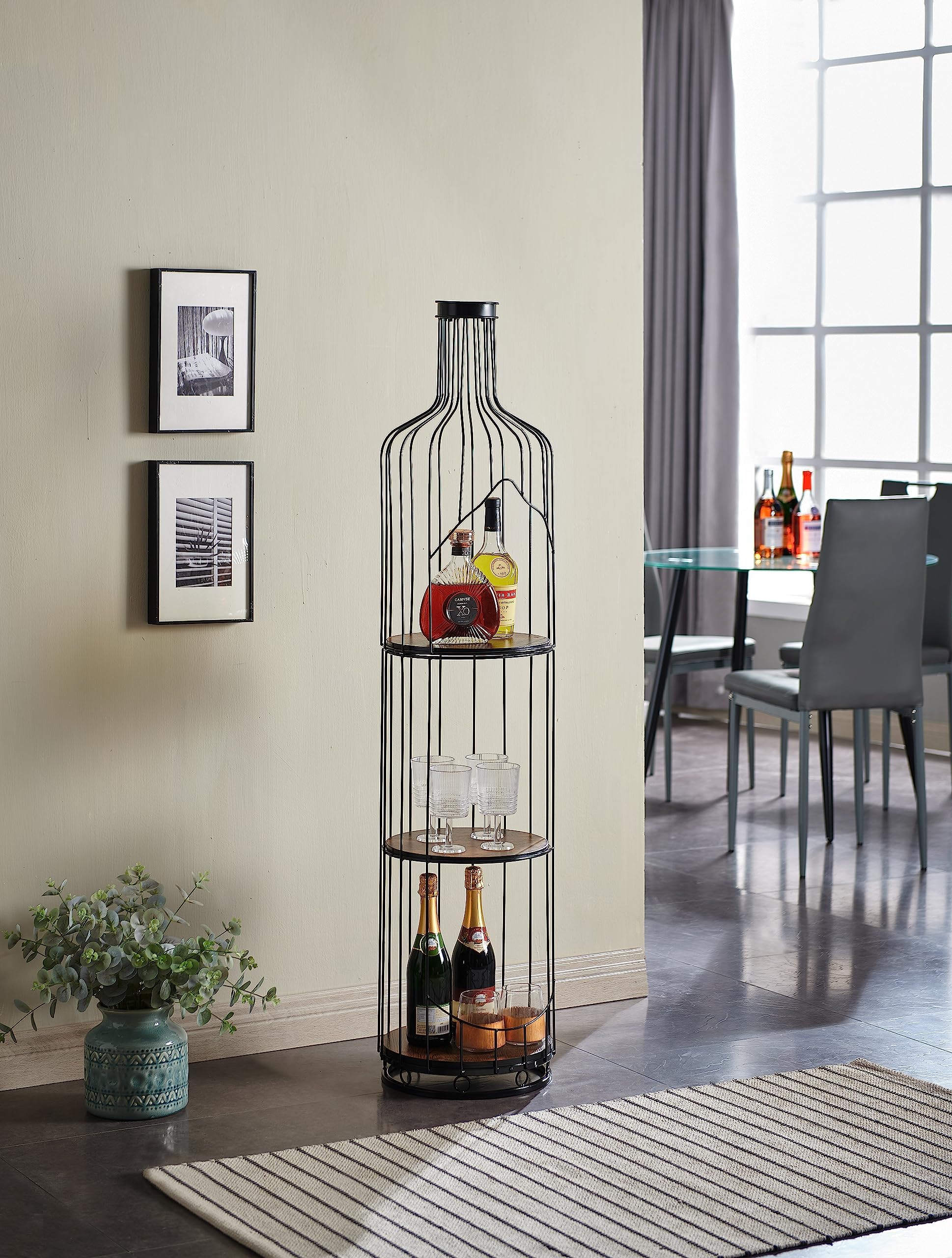 Amazon.com: Kings Brand Furniture - Tall Wine Bottle Shaped Stand with ...