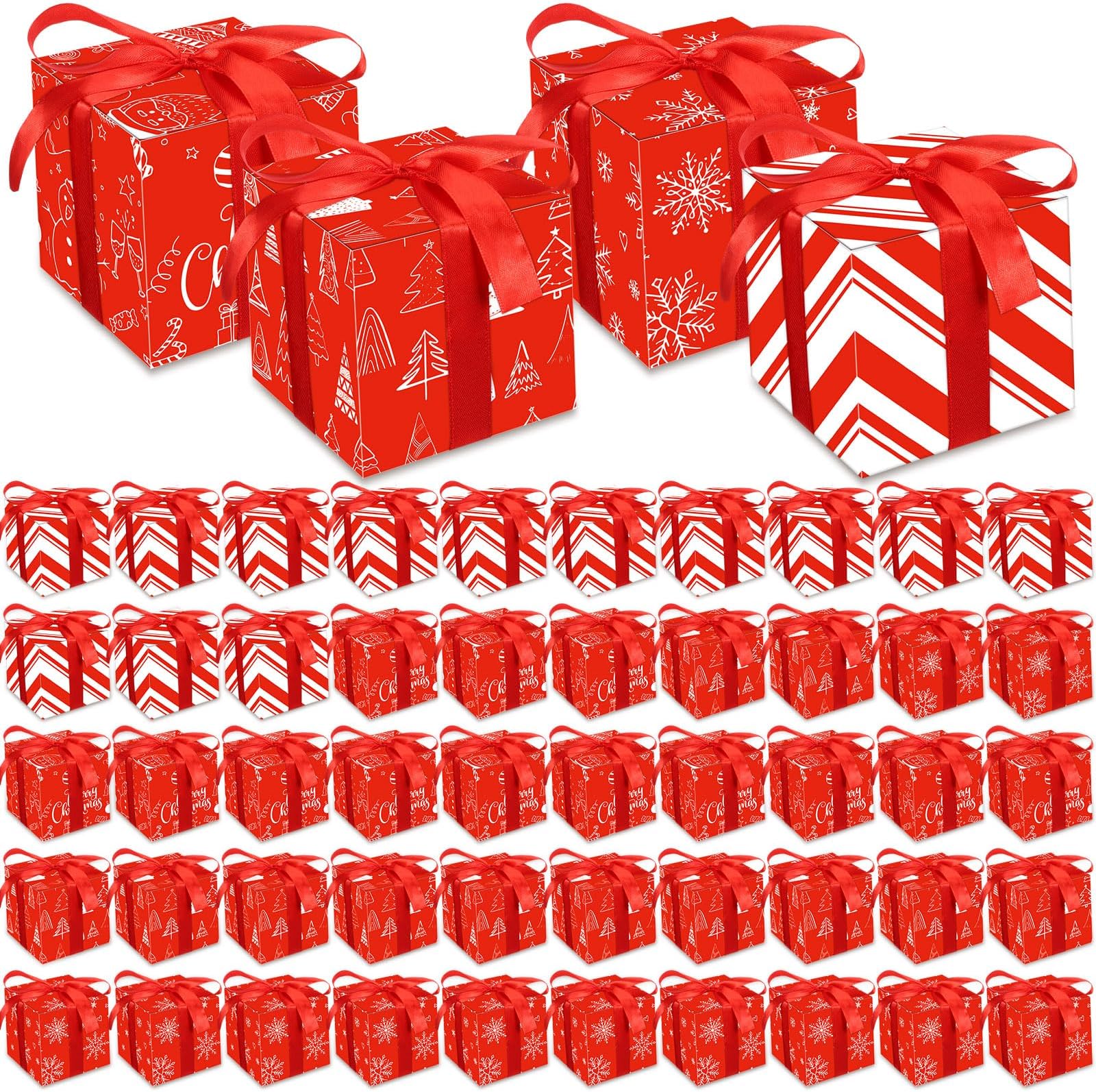 Amazon.com: Cholemy 50 Pcs Christmas Gift Boxes with Lids 4 x 4 x 4 ...