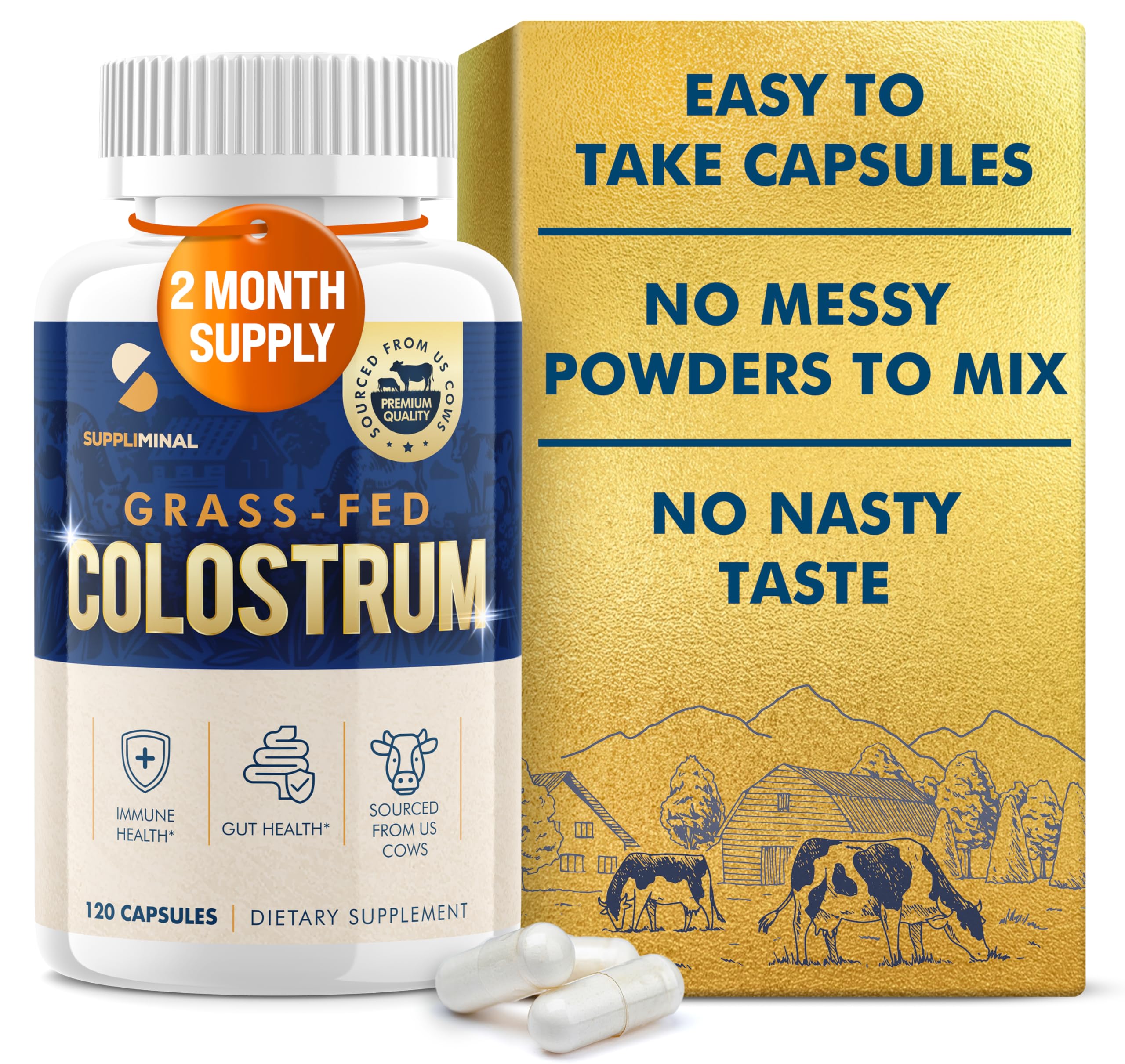 Amazon.com: Colostrum Supplement 2 Month Supply, Grass Fed Bovine ...