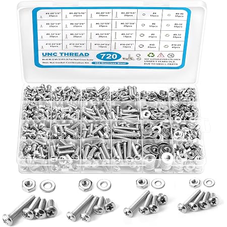 Amazon.com: #6#8#10 Phillips Pan Head Machine Screws Bolts Flat & Split ...