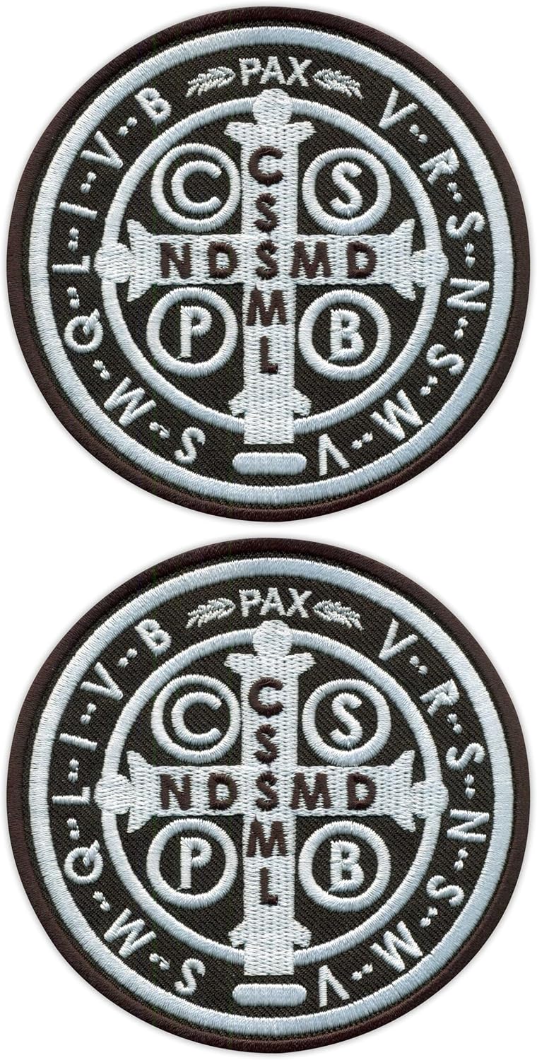 Amazon.com: Set of Two - Medal of Saint Benedict - Reverse - Iron-on ...