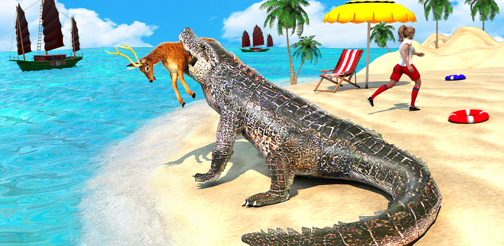Wild Crocodile Simulator Beach Attack - Angry Crocodile Wildlife ...
