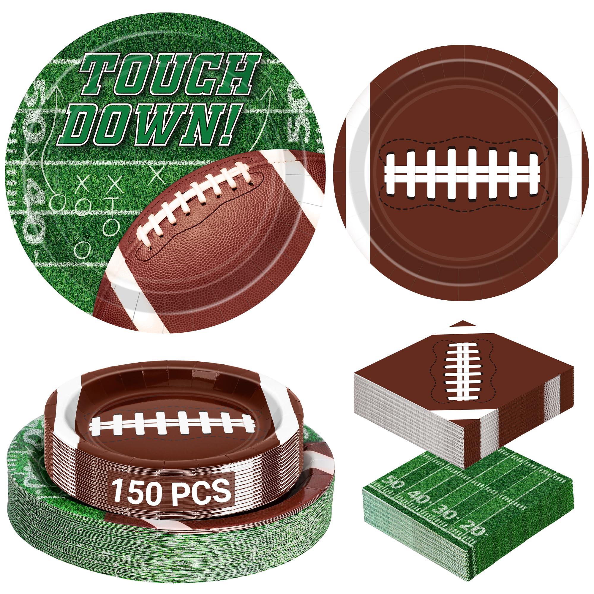 Amazon.com: Football Party Supplies Set Serve 50, 150 PCS Football ...