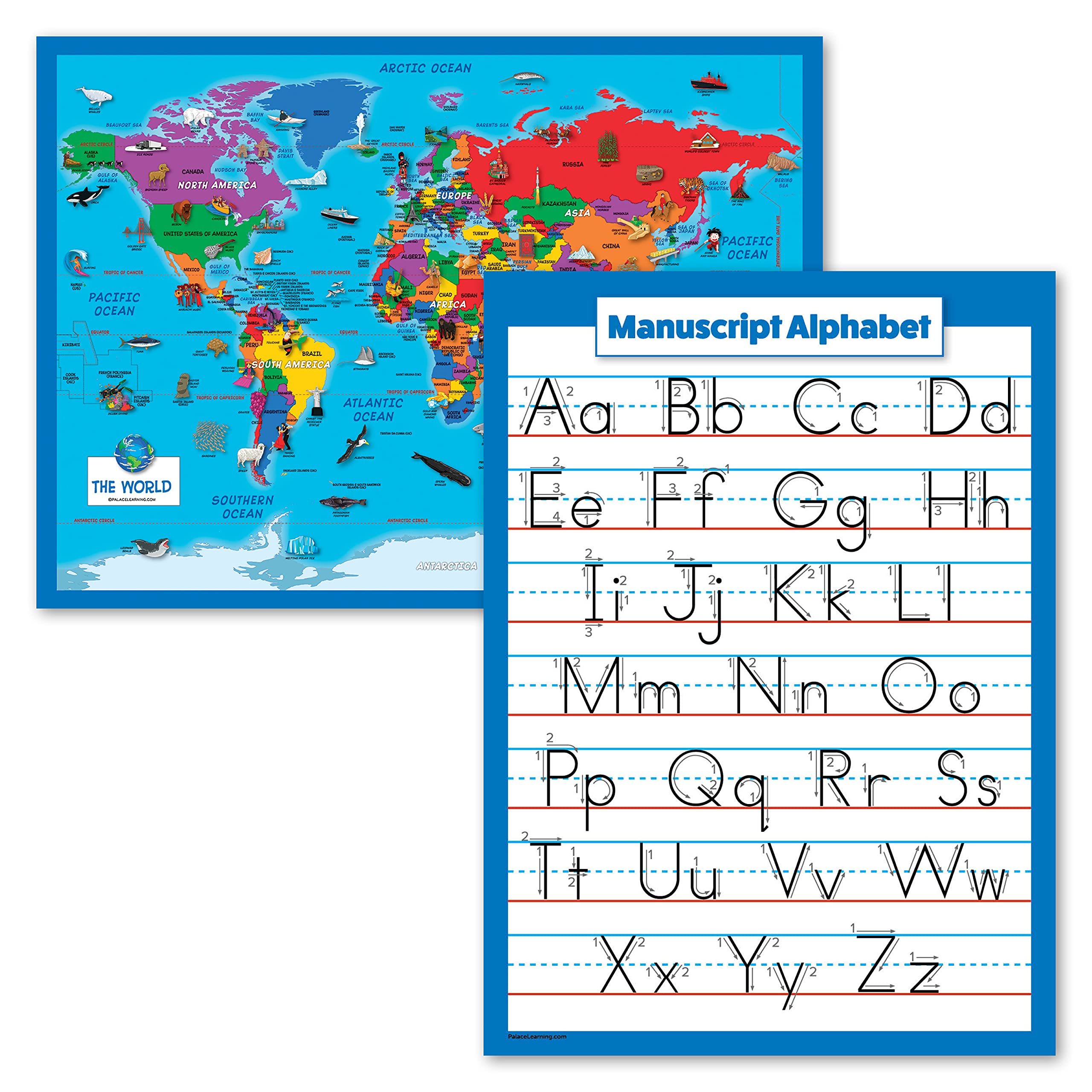 Buy 2 Pack - World [Illustrated Short] & Manuscript Handwriting ABC ...