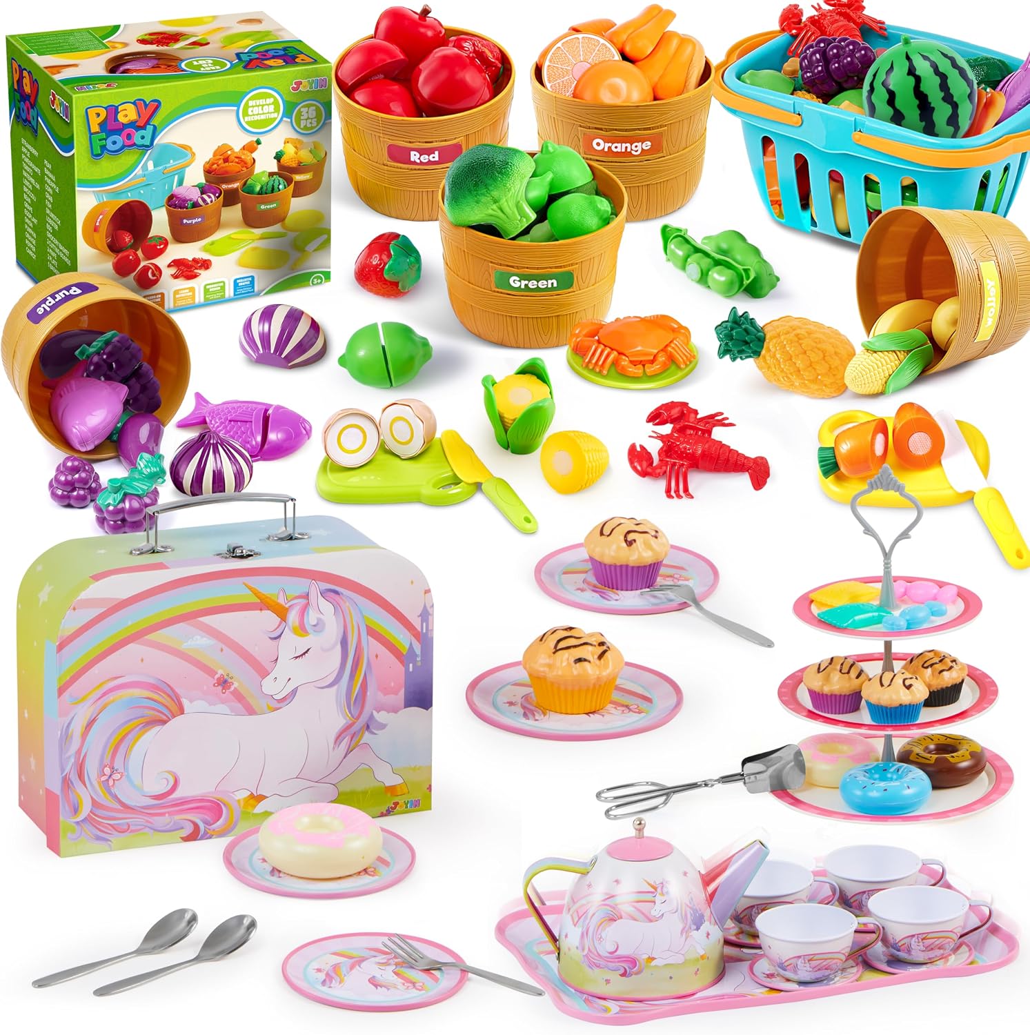 Amazon.com: JOYIN 35Pcs Unicorn Castle Tea Set for Toddlers, Pretend ...