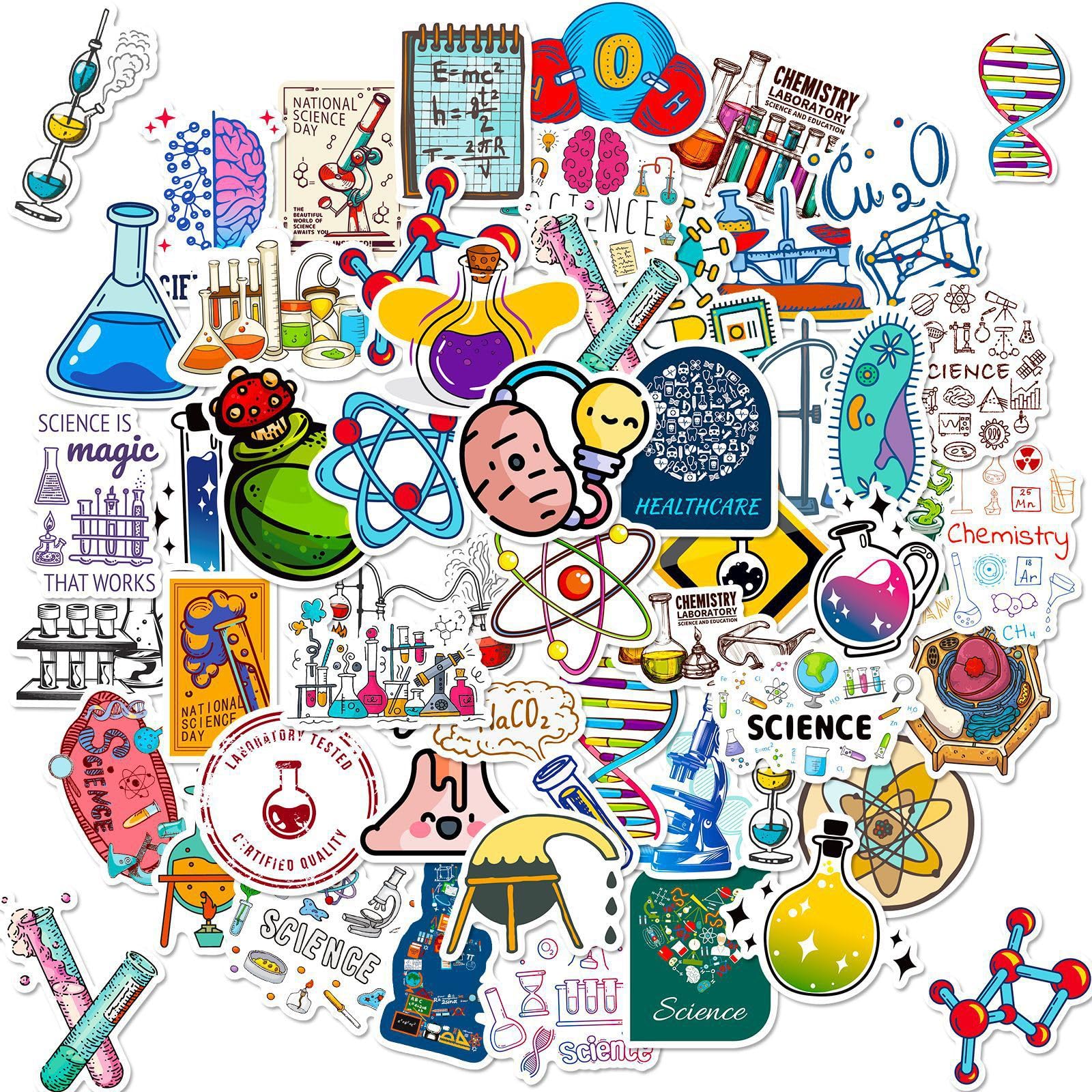 Amazon.com: 50 Pcs Natural Sciences Stickers Pack, Physics, Chemistry ...