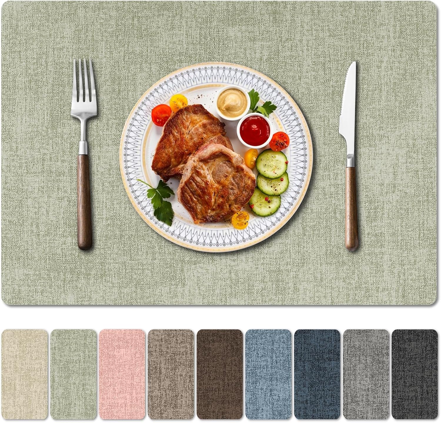 Amazon.com: Enaskv Faux Leather Heat Resistant Placemats Set of 4 ...