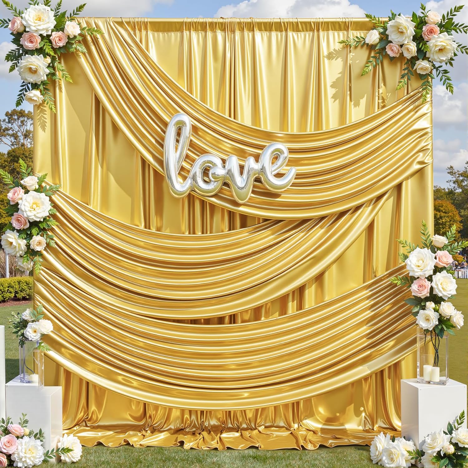 Amazon.com : 10x12FT Gold Sequin Backdrop Curtain -2 Panels 5x12FT ...