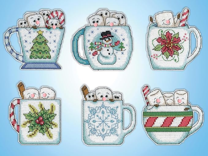 Amazon.com: Design Works Crafts Inc. Holiday Mugs Counted Cross Stitch ...